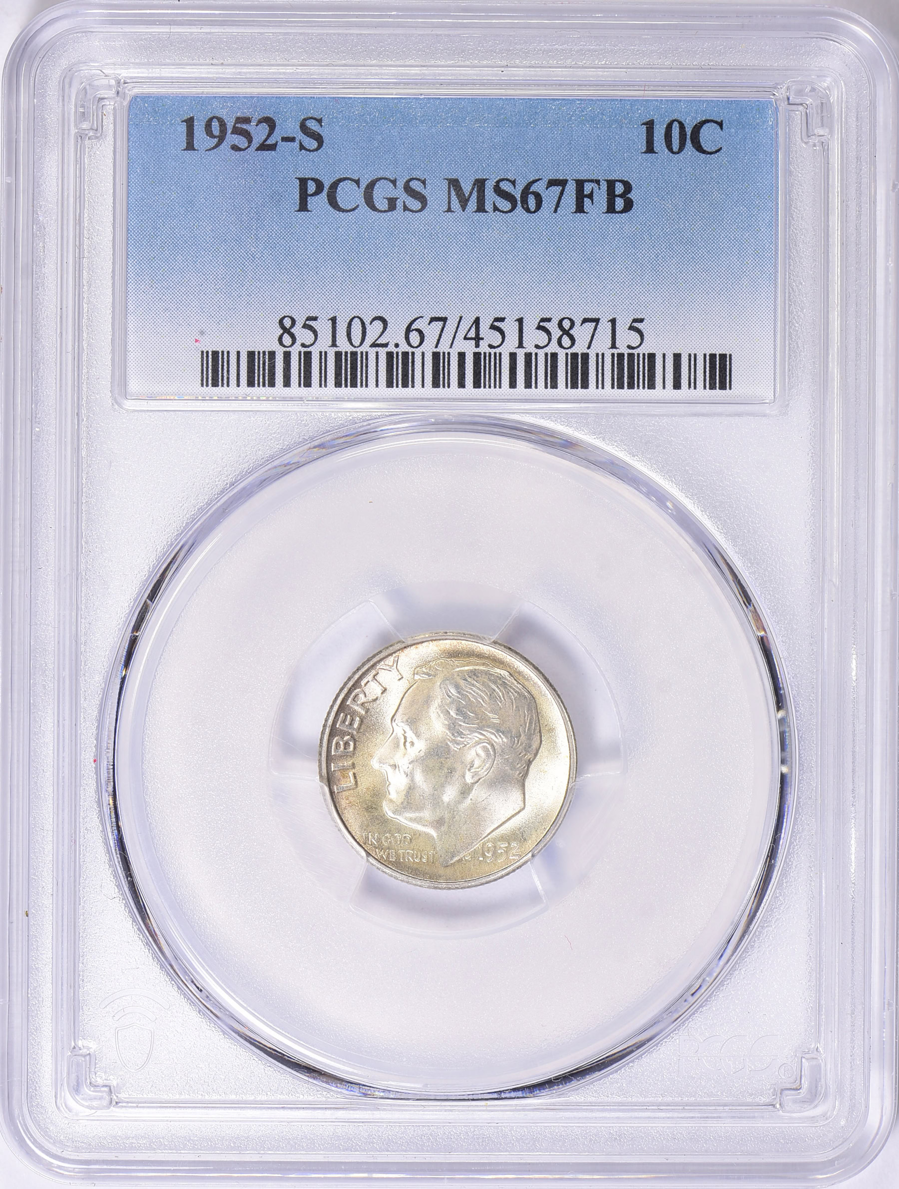 1952-S Roosevelt Dime PCGS MS-67 FB (Item 1761482) | GreatCollections Coin Auctions