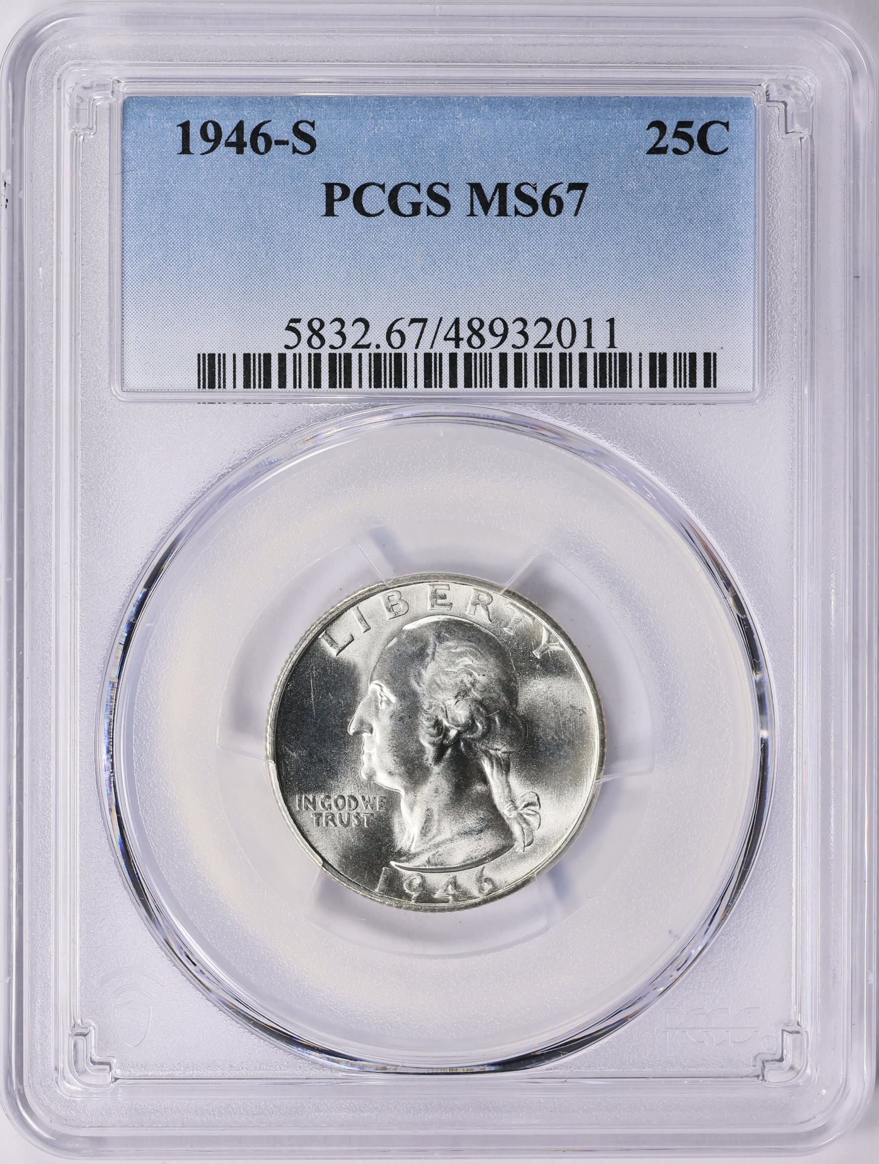 1946-S Washington Quarter PCGS MS-67 (Item 1761486) | GreatCollections Coin Auctions