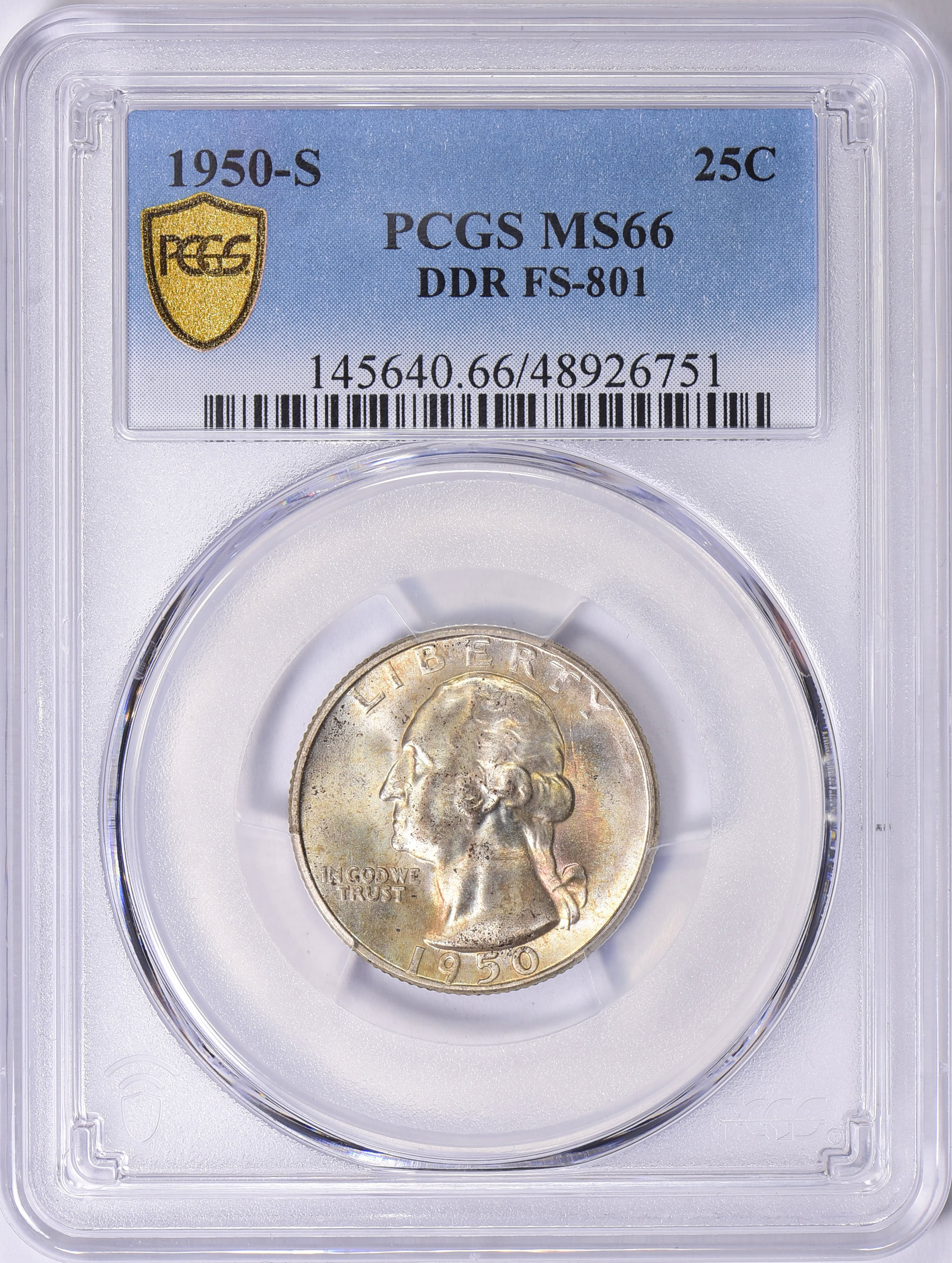 1950-S Washington Quarter Doubled Die Reverse FS-801 PCGS MS-66 (Toned ...