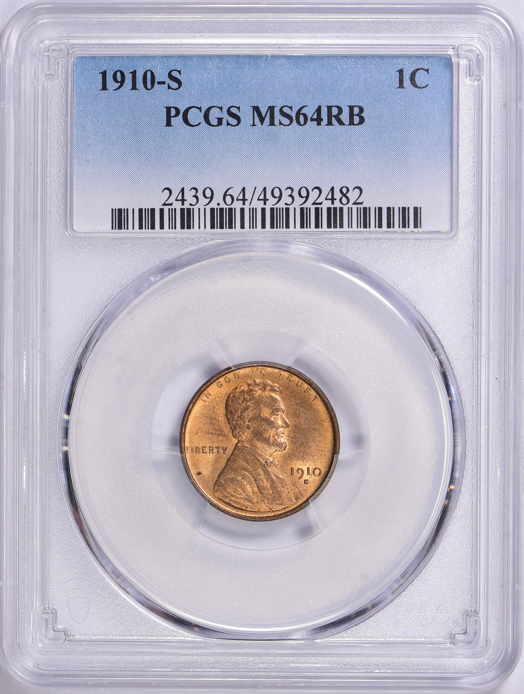 1910-S Lincoln Cent PCGS MS-64 RB (Item 1761514) | GreatCollections Coin Auctions