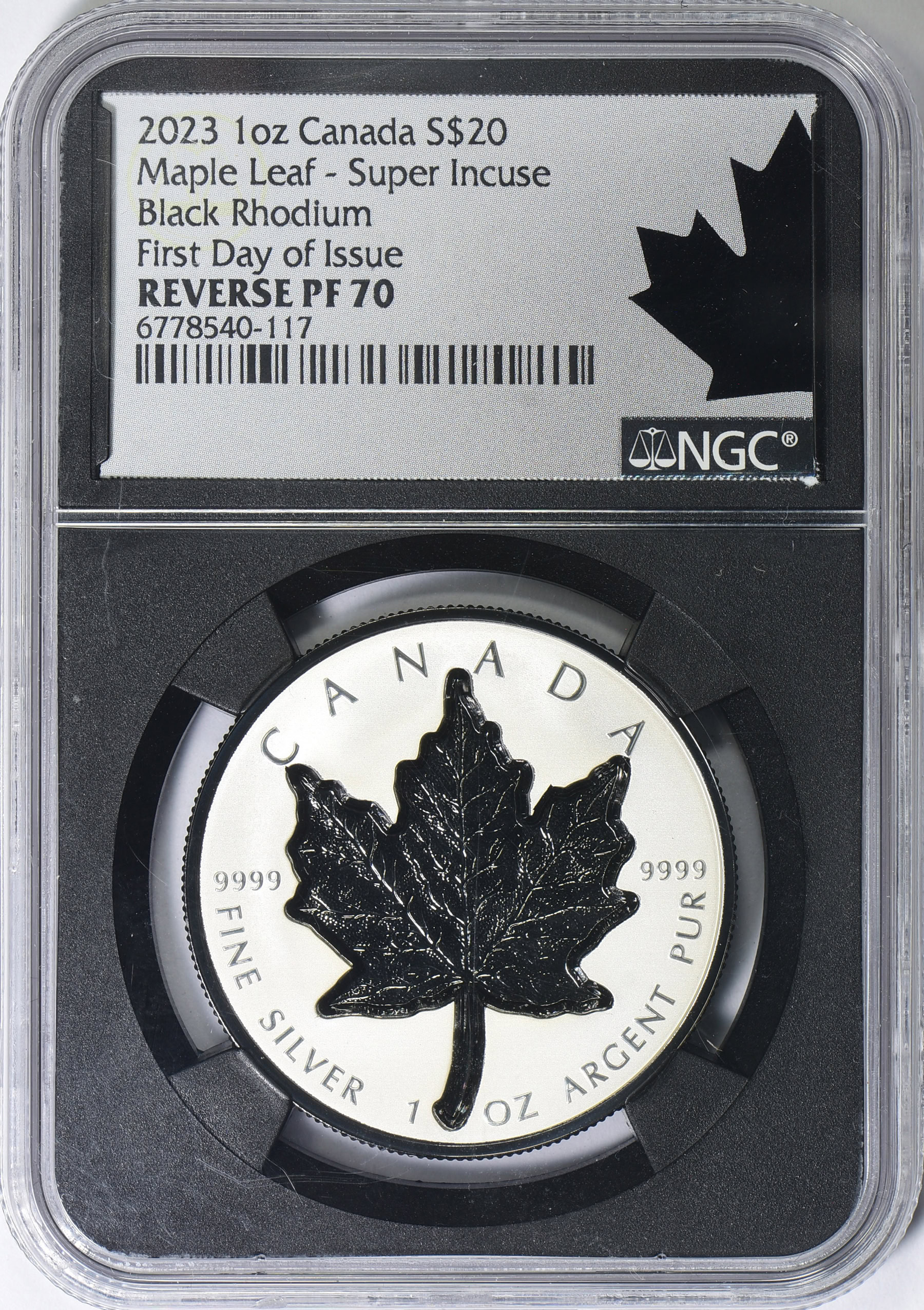 Canada 2023 Rhodium Plated Silver $20 Maple Leaf Super Incuse Reverse ...