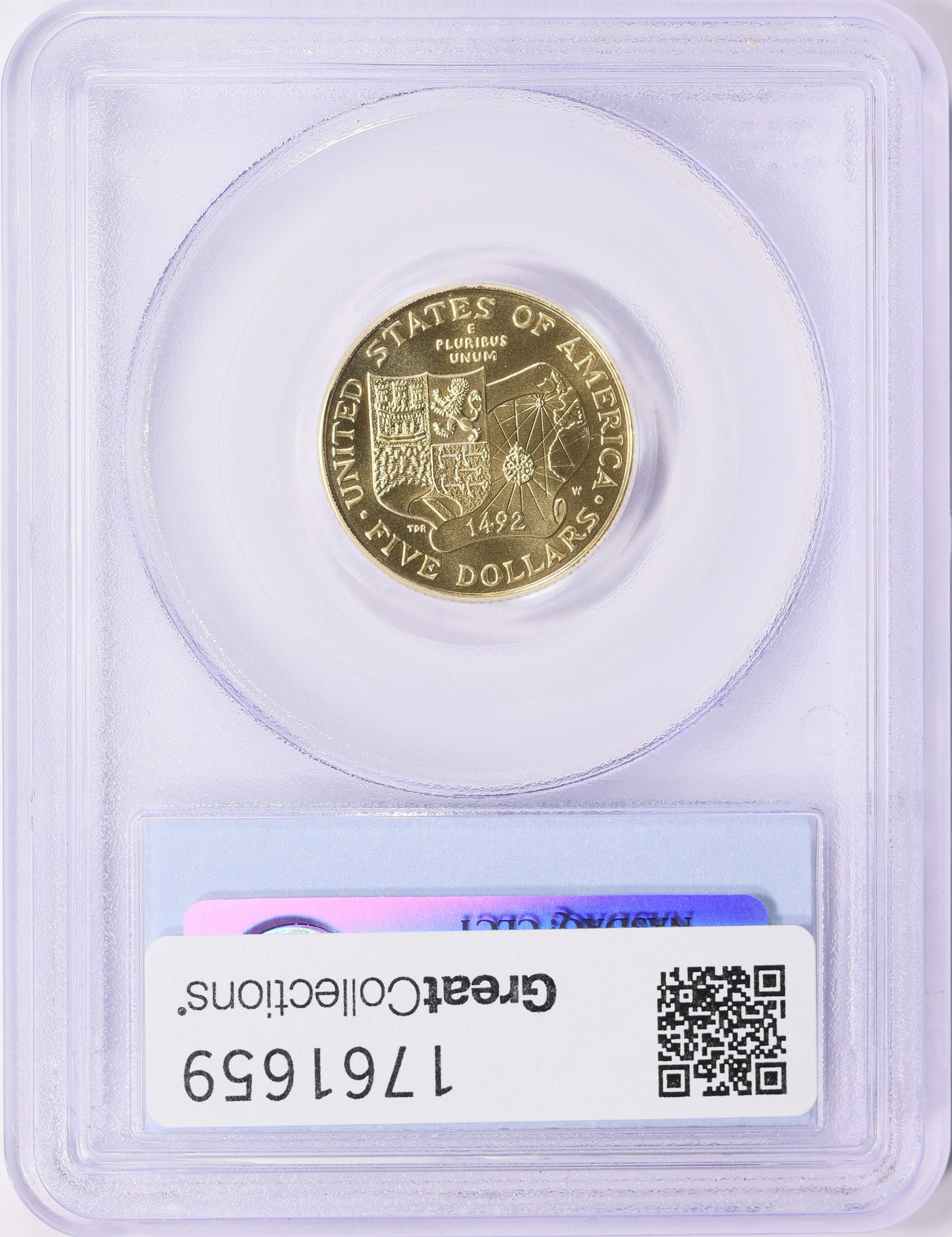 1992-W Christopher Columbus Quincentenary Gold $5 PCGS MS-70 (US Vault ...