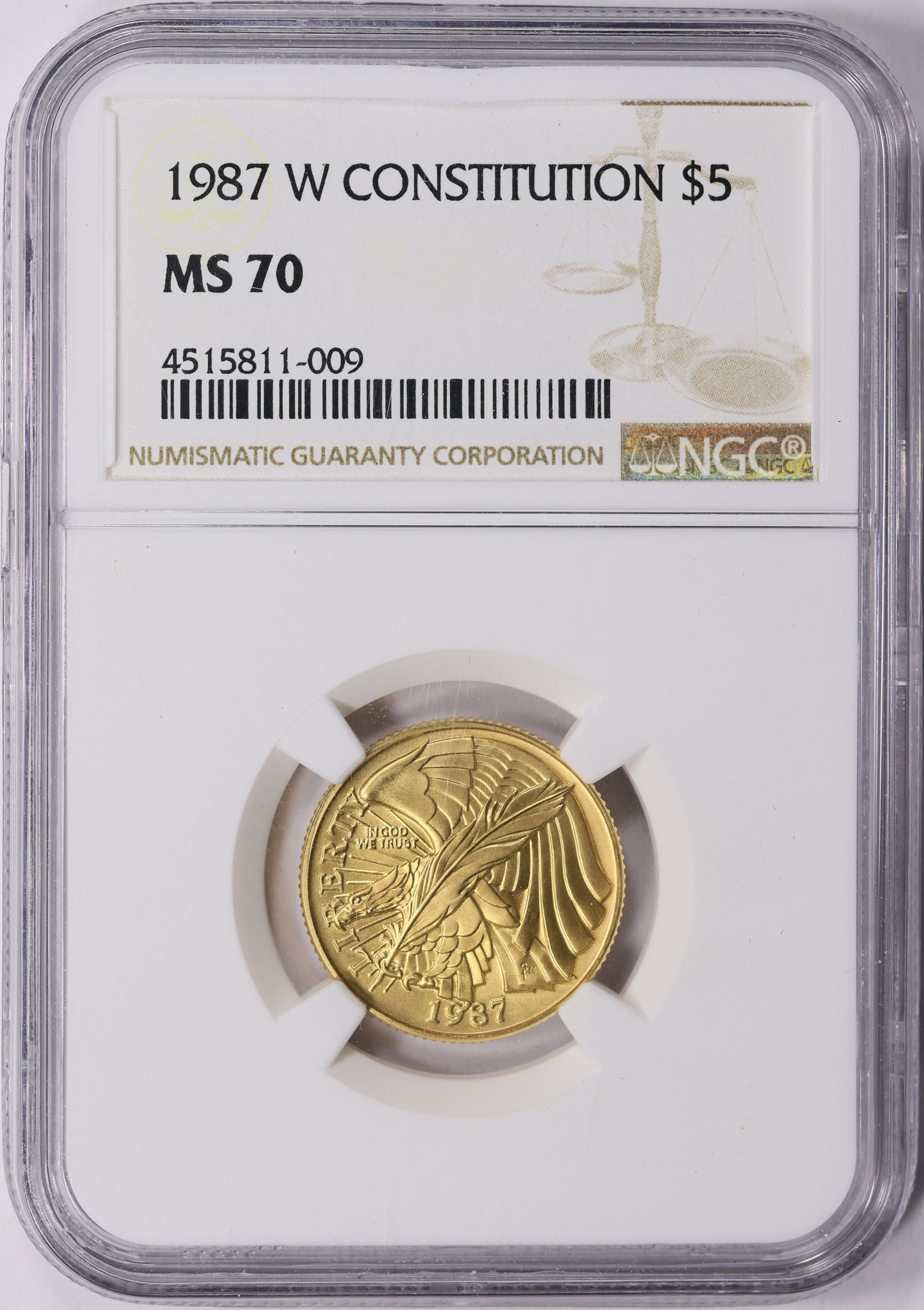 1987-W U.S. Constitution Bicentennial Gold $5 NGC MS-70 (Item 1761684 ...