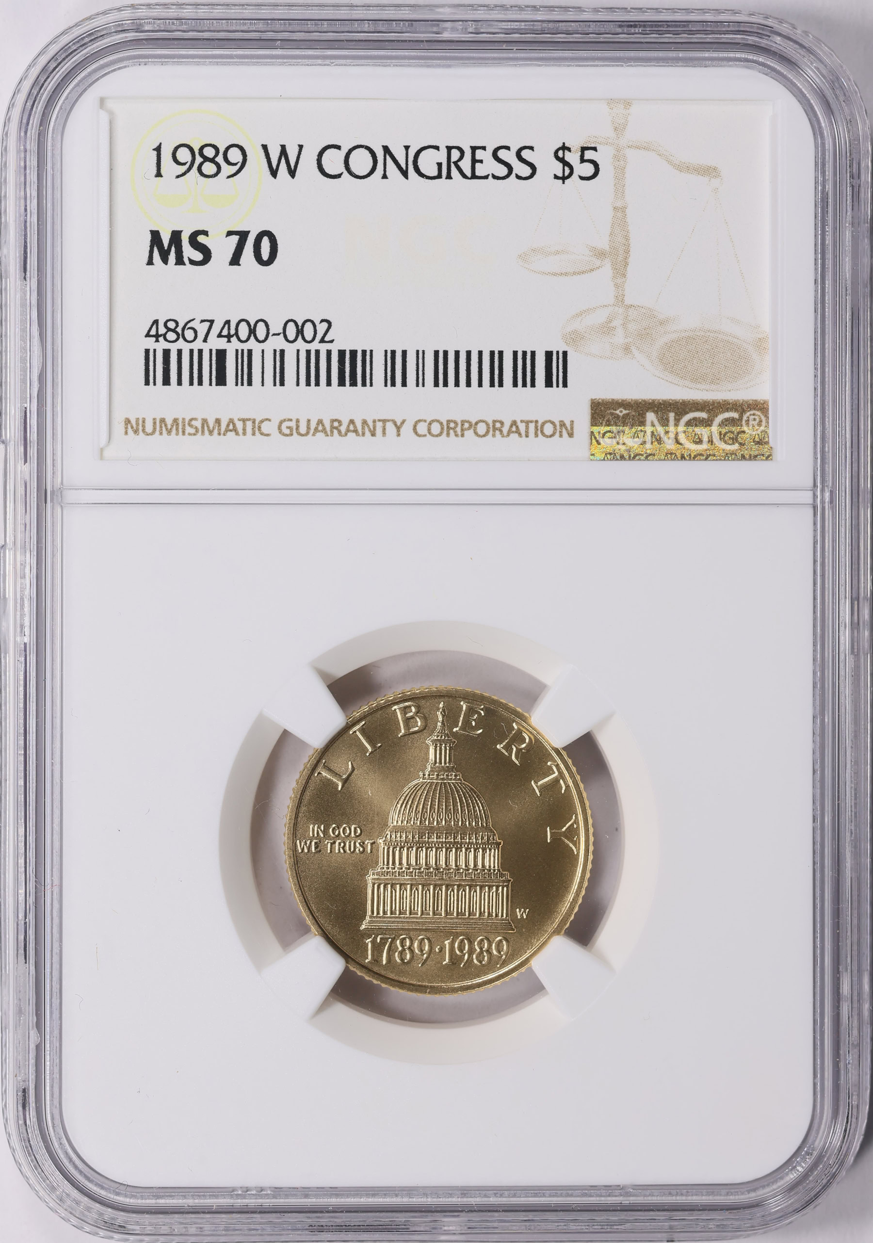 1989-W Congress Bicentennial Gold $5 NGC MS-70 (Item 1761705 ...