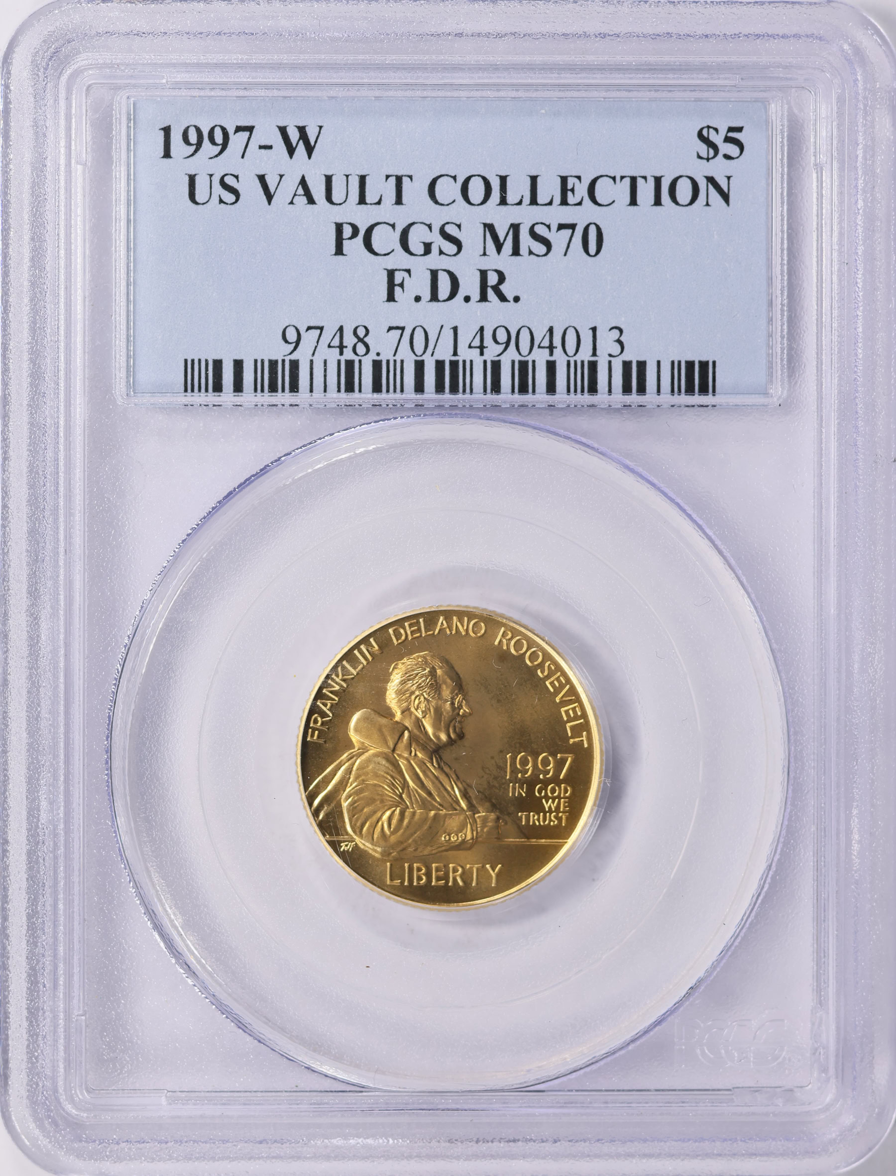 1997-W Franklin D. Roosevelt Gold $5 PCGS MS-70 (US Vault Collection ...