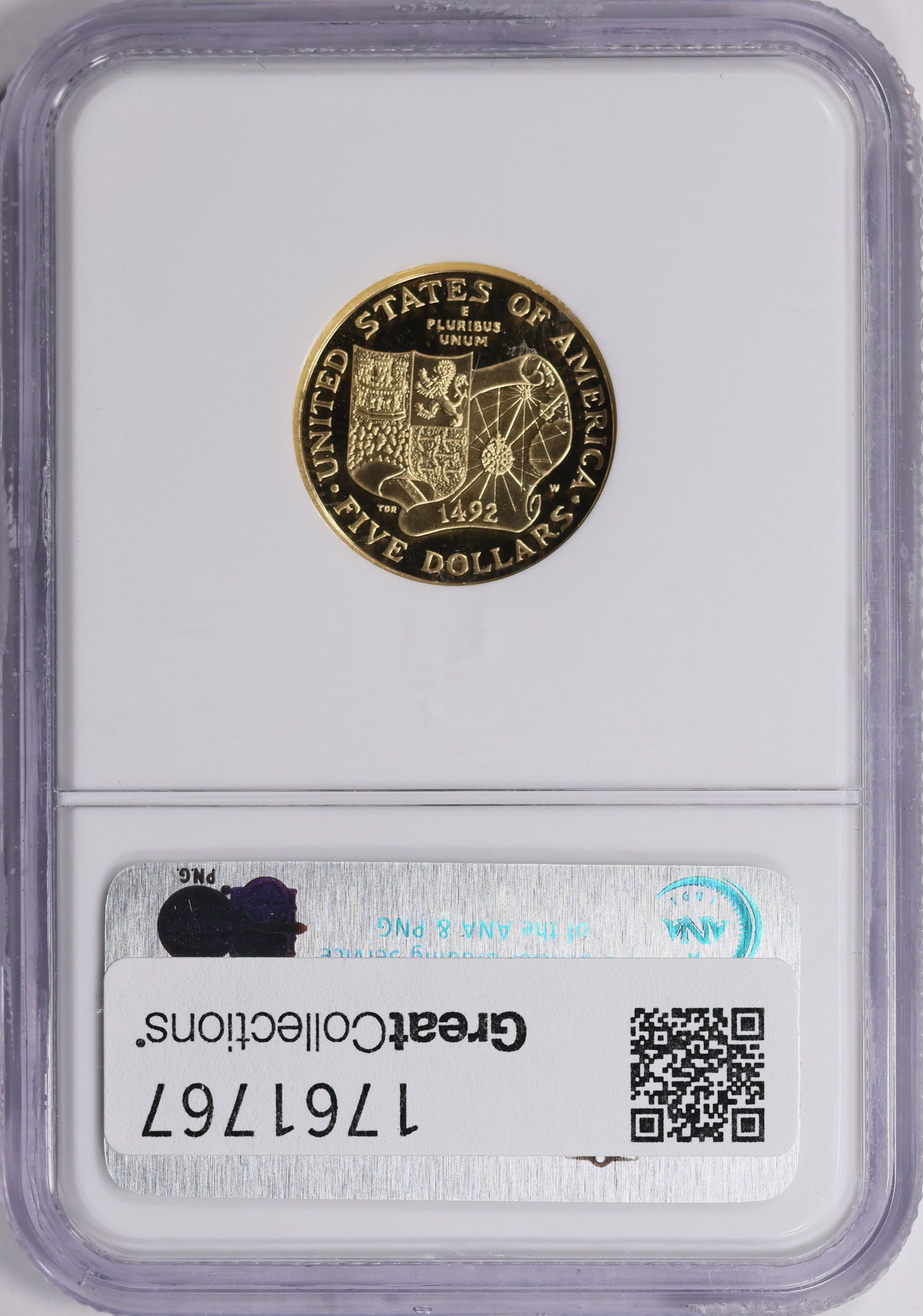 1992-W Christopher Columbus Quincentenary Gold $5 NGC Proof-70 UC (US ...
