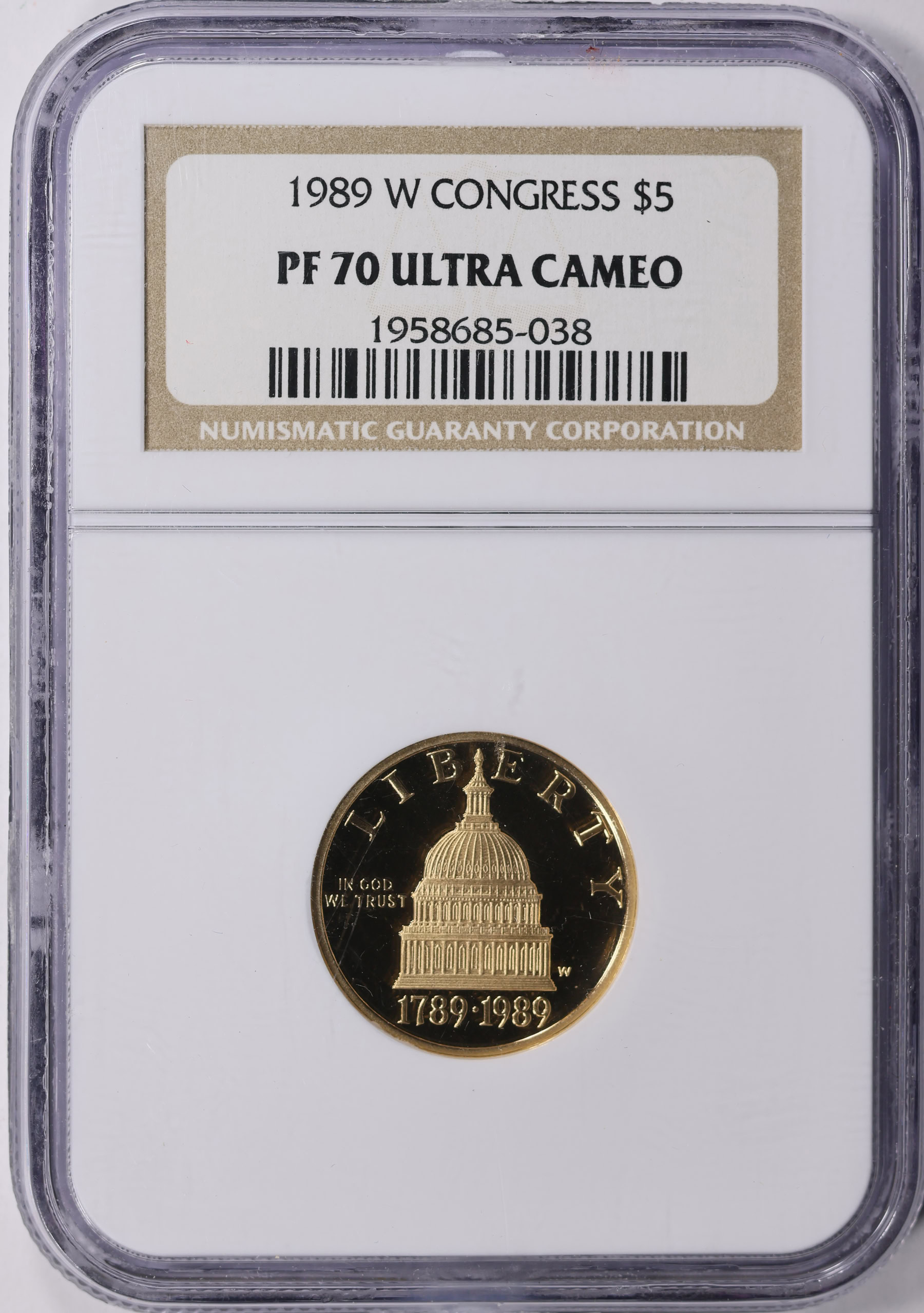 1989-W Congress Bicentennial Gold $5 NGC Proof-70 UC (Item 1761787 ...