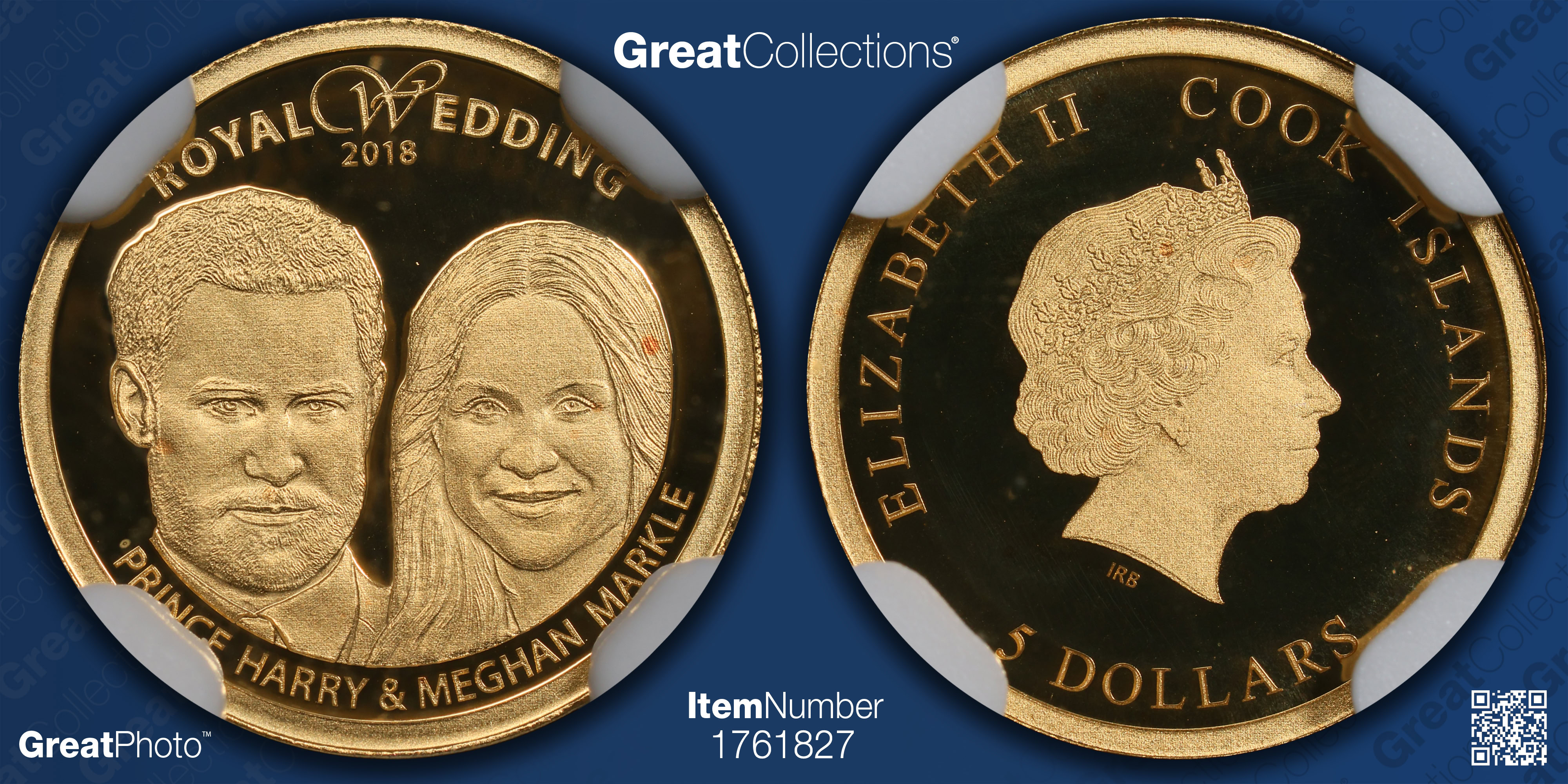 Cook Islands 2018 Gold $5 Prince Harry & Meghan Markle Royal Wedding ...