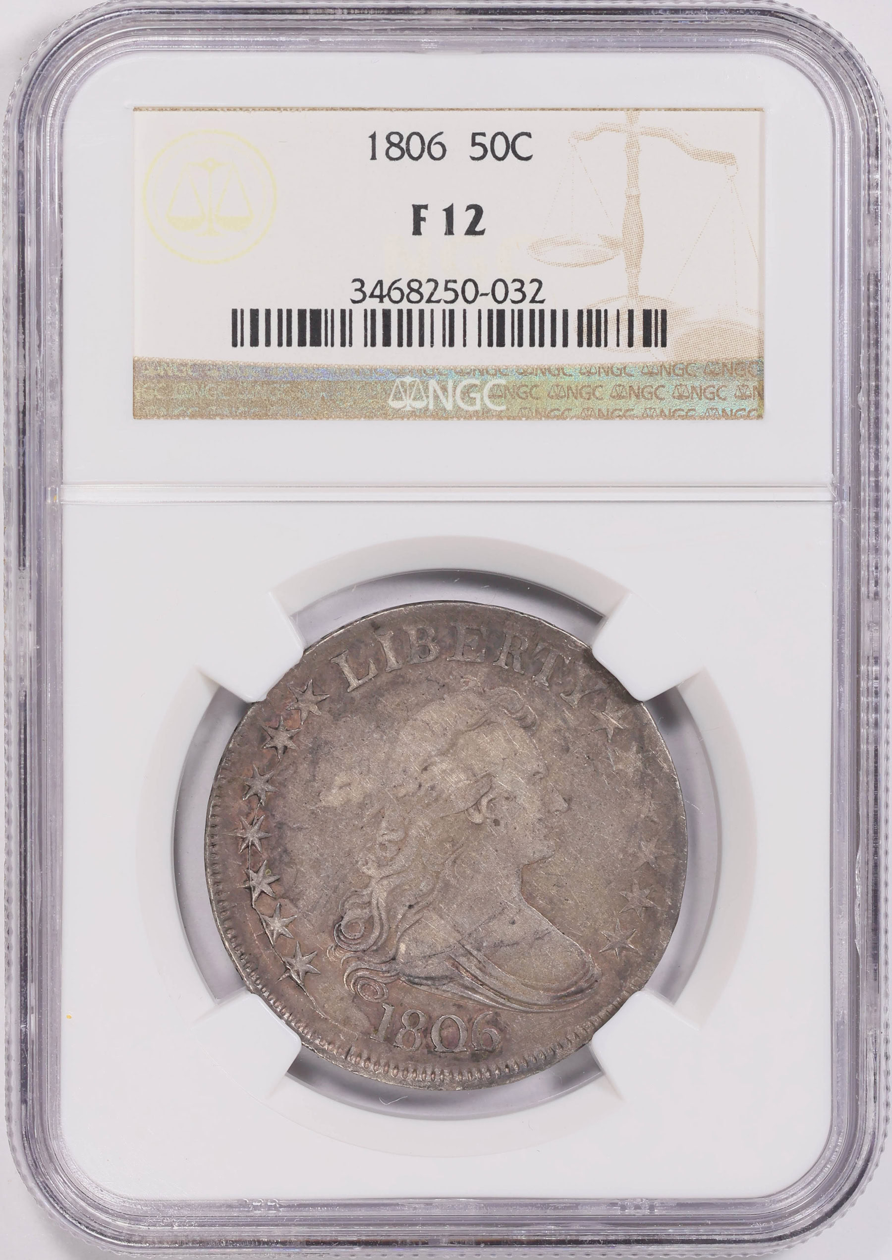 1806 Draped Bust Half Dollar NGC F-12 (Item 1761856) | GreatCollections Coin Auctions