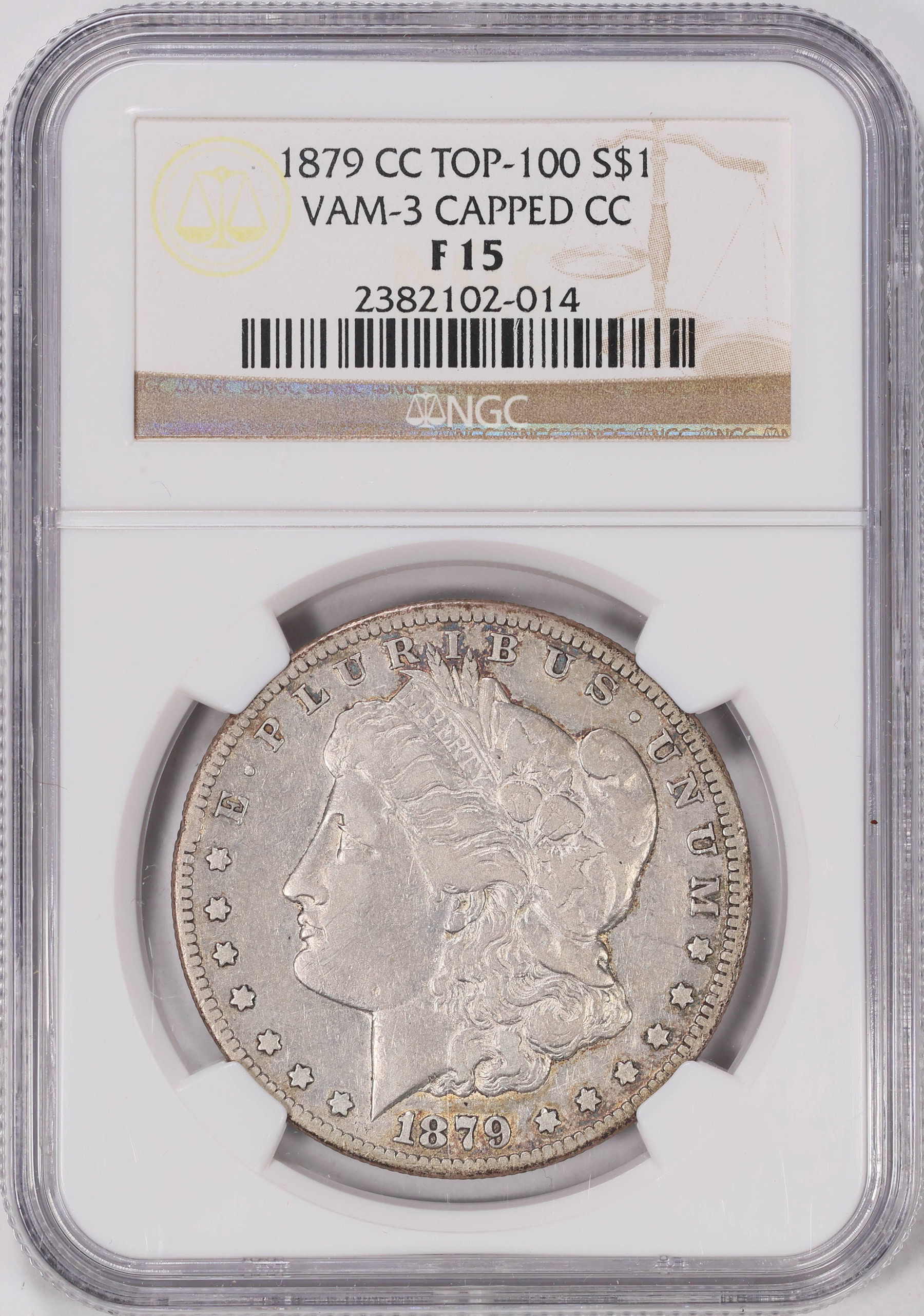 1879-CC Morgan Silver Dollar Capped CC VAM-3 Top 100 NGC F-15 (Item 1761858) | GreatCollections ...