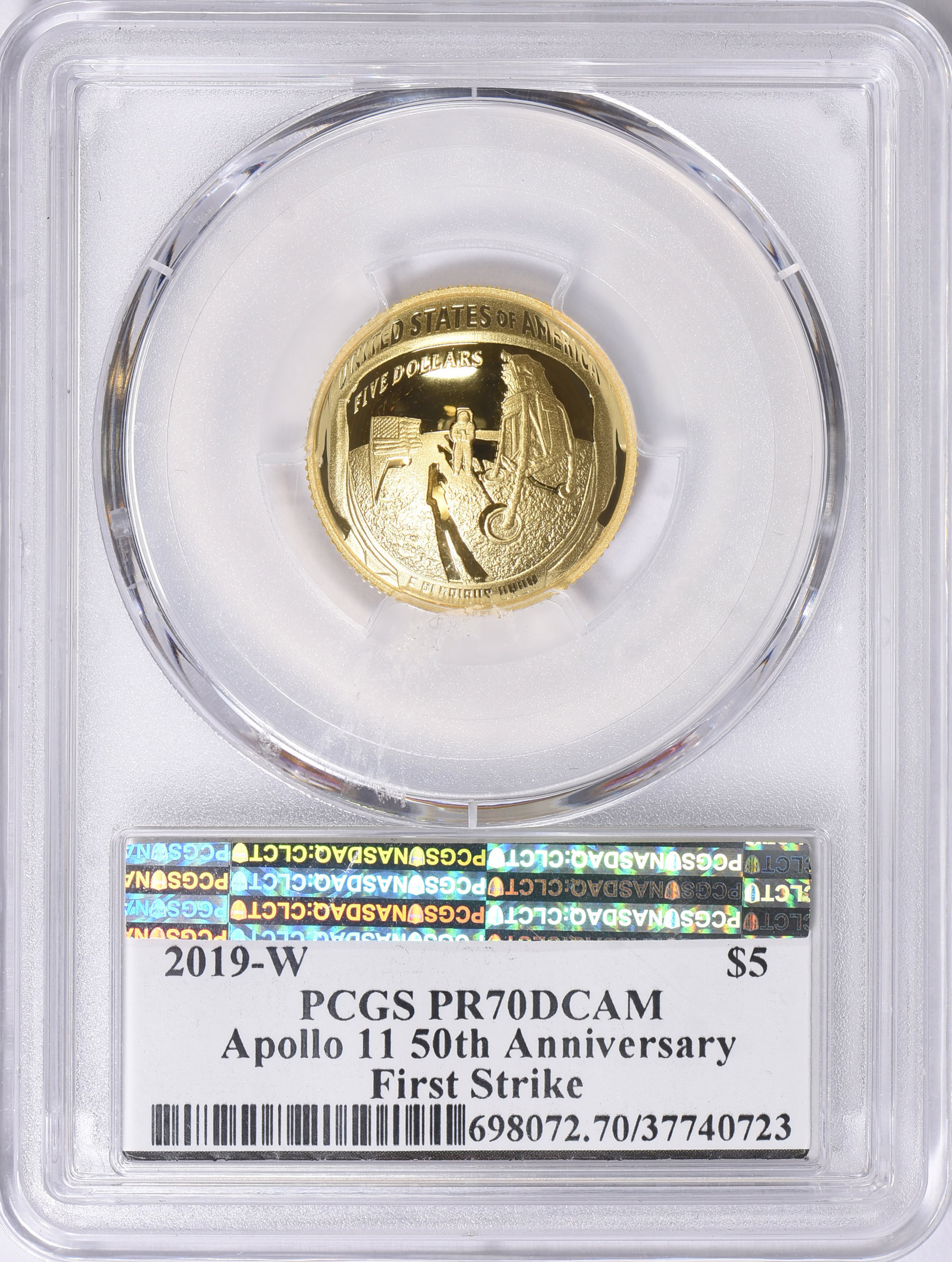 2019-W Apollo 11 50th Anniversary Gold $5 First Strike PCGS Proof-70 ...