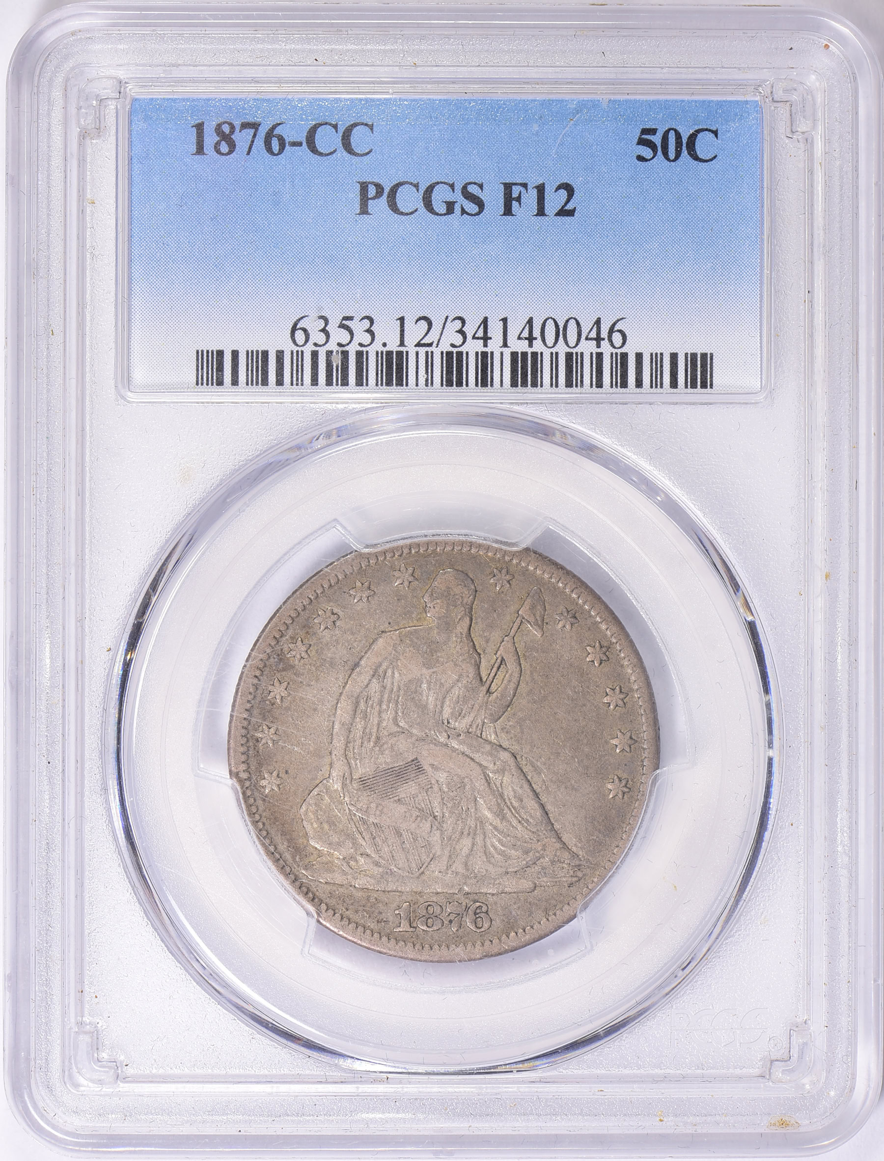 1876-CC Seated Liberty Half Dollar PCGS F-12 (Item 1761892) | GreatCollections Coin Auctions