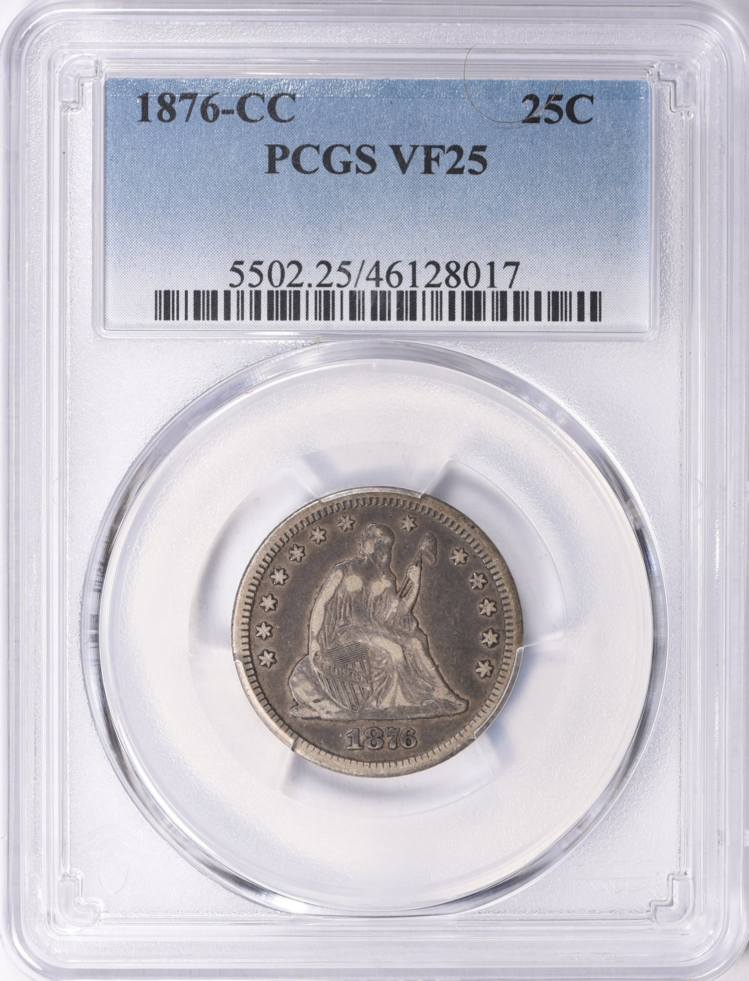 1876-CC Seated Liberty Quarter PCGS VF-25 (Item 1761896) | GreatCollections Coin Auctions