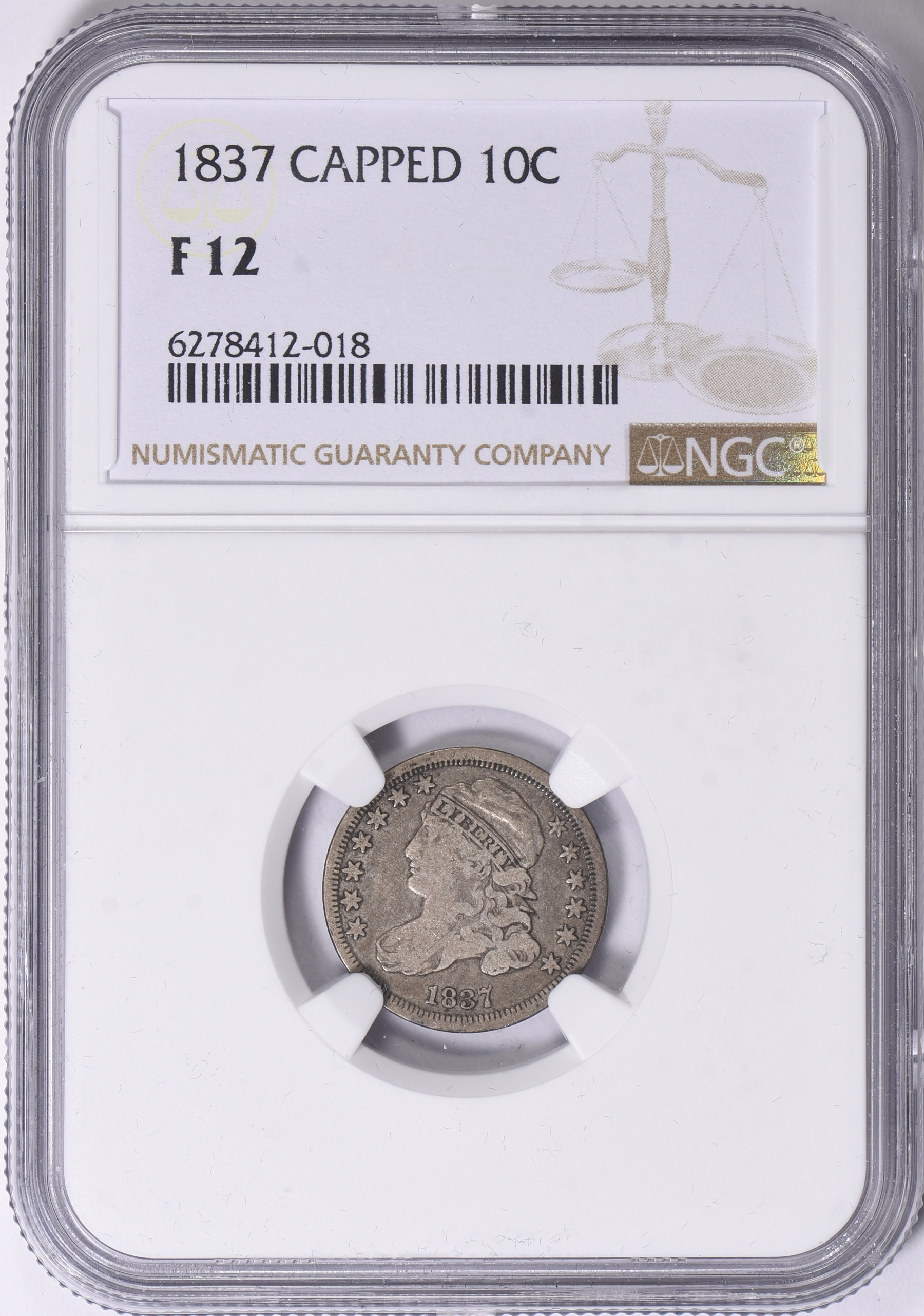1837 Capped Bust Dime NGC F-12 (Item 1761903) | GreatCollections Coin ...