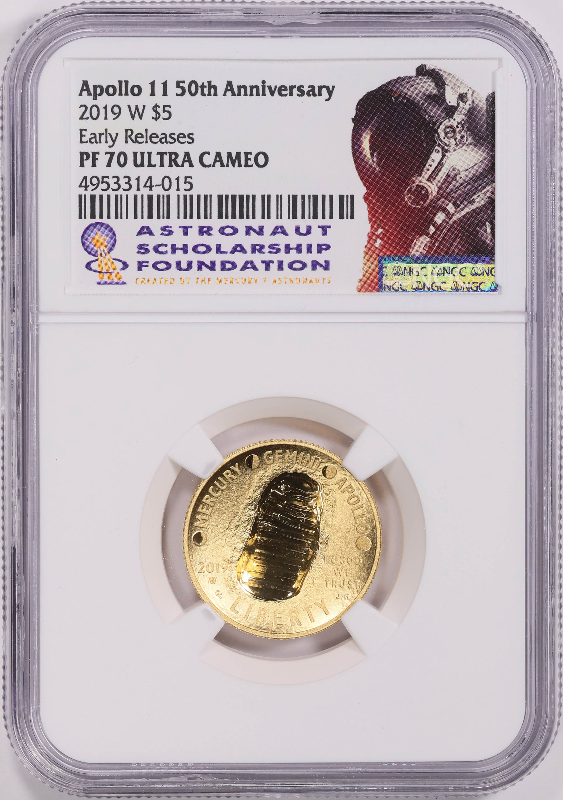 2019-W Apollo 11 50th Anniversary Gold $5 Early Releases NGC Proof-70 ...