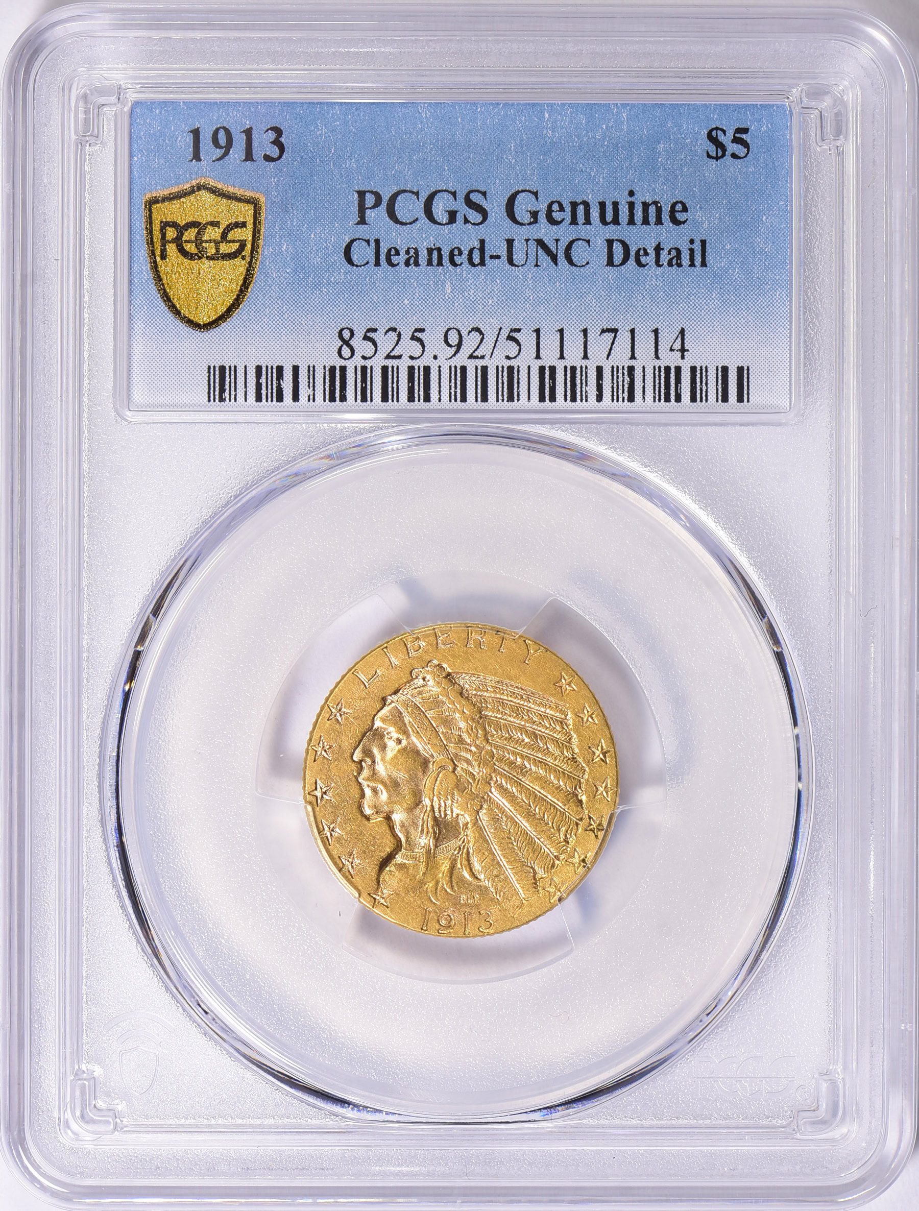 1913 Indian Gold Half Eagle PCGS Genuine Unc Details (Item 1762059) | GreatCollections Coin Auctions