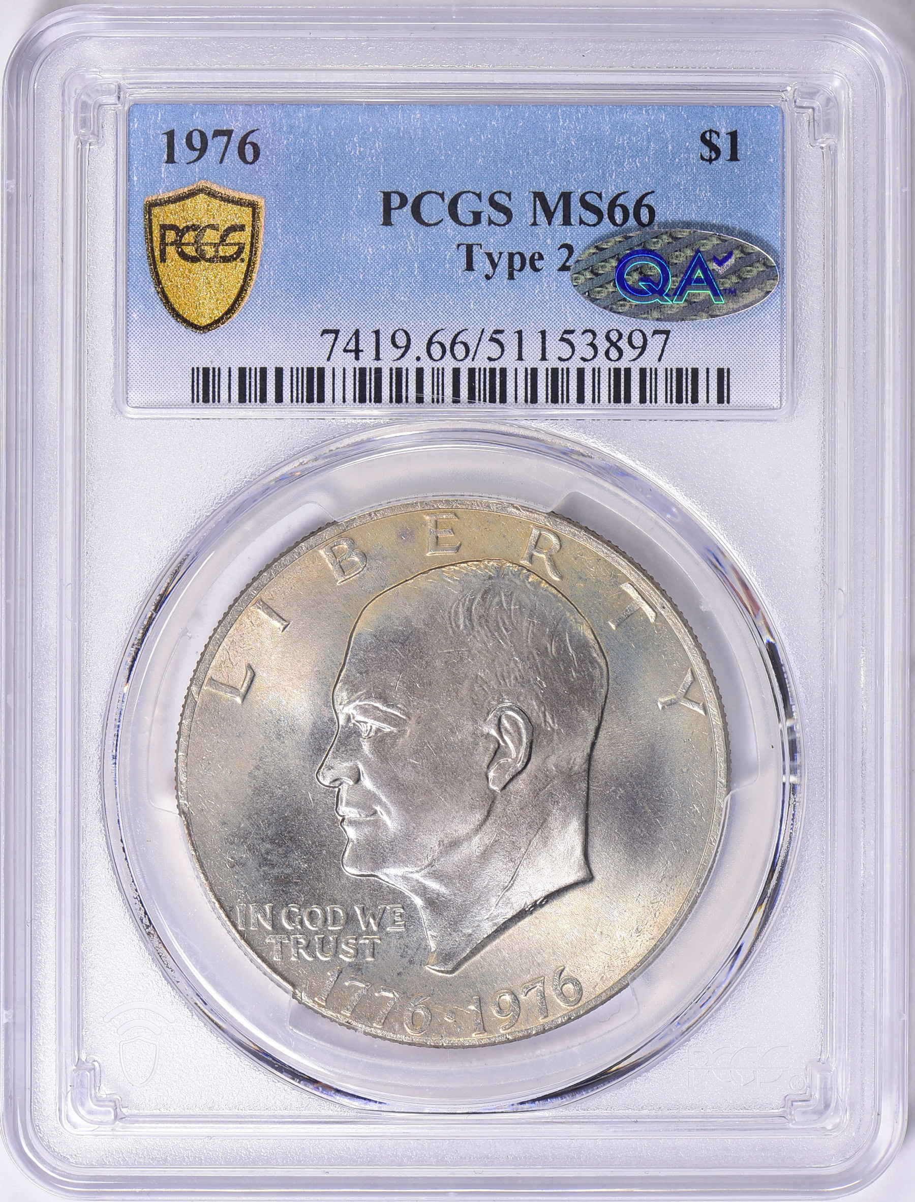 1976 Eisenhower Dollar Type 2 PCGS MS-66 (QA) (Toned) (Item 1762072) | GreatCollections Coin ...