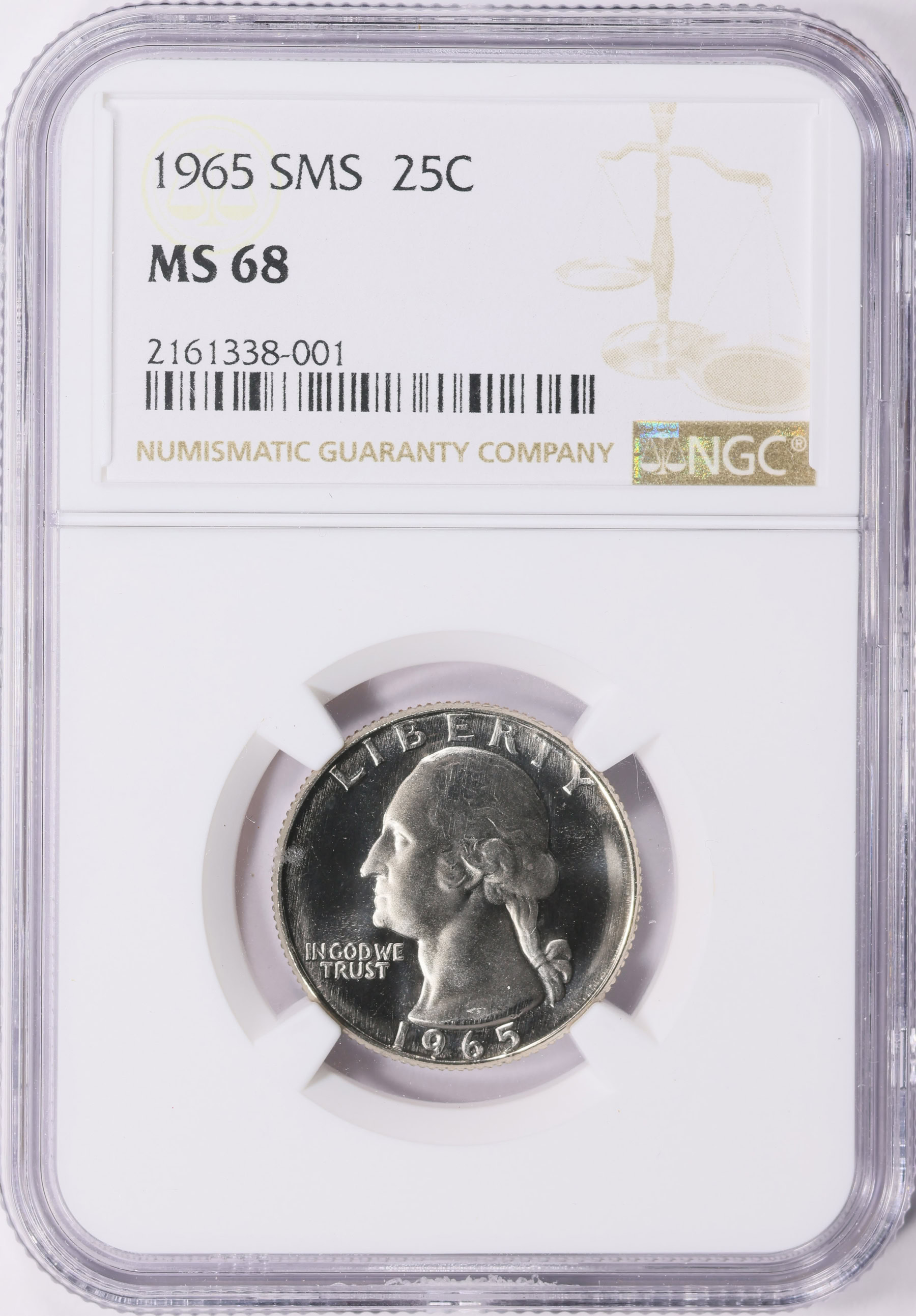 1965 Washington Quarter SMS NGC MS-68 (Item 1762138) | GreatCollections Coin Auctions