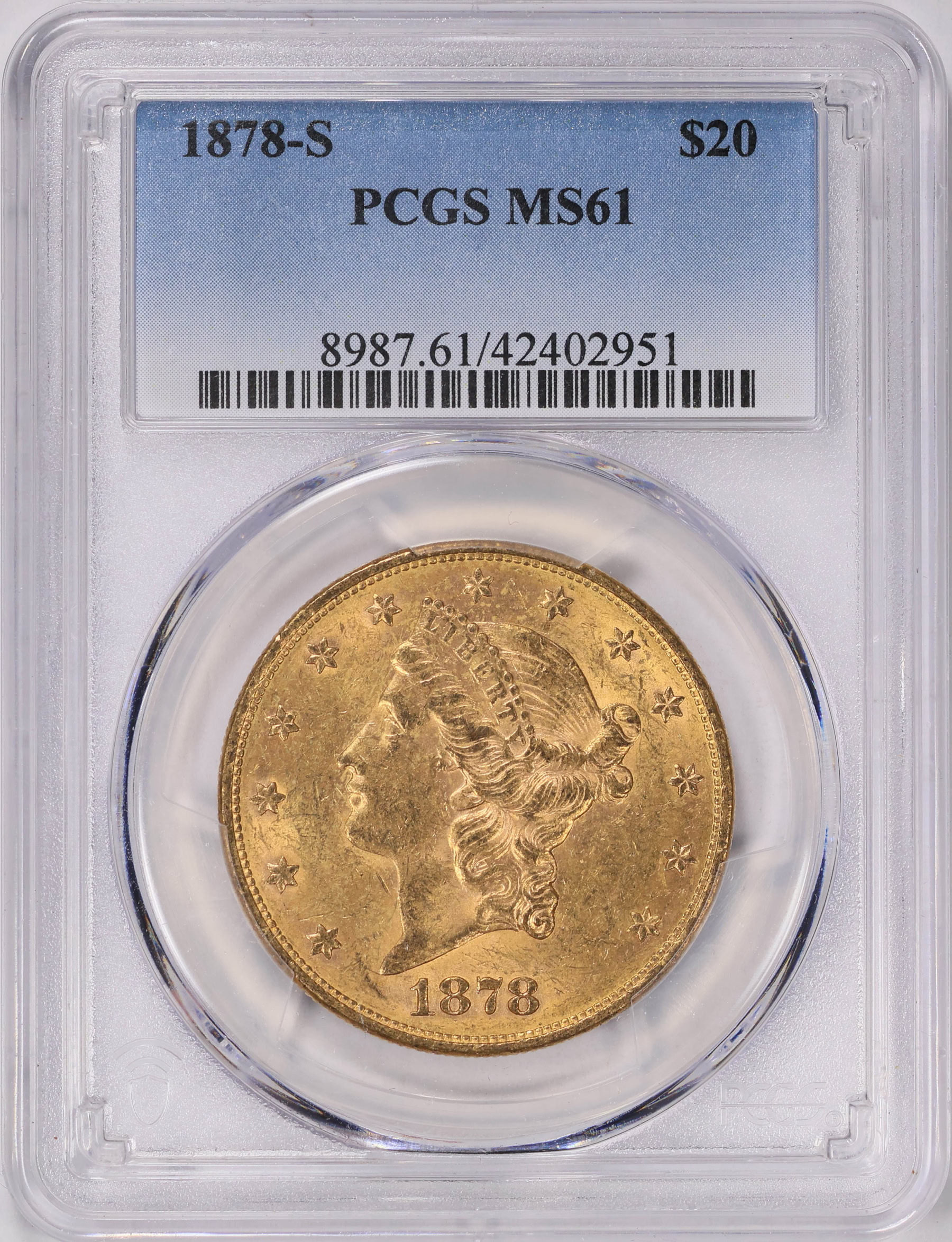 1878-S Liberty Gold Double Eagle PCGS MS-61 (Item 1762181) | GreatCollections Coin Auctions
