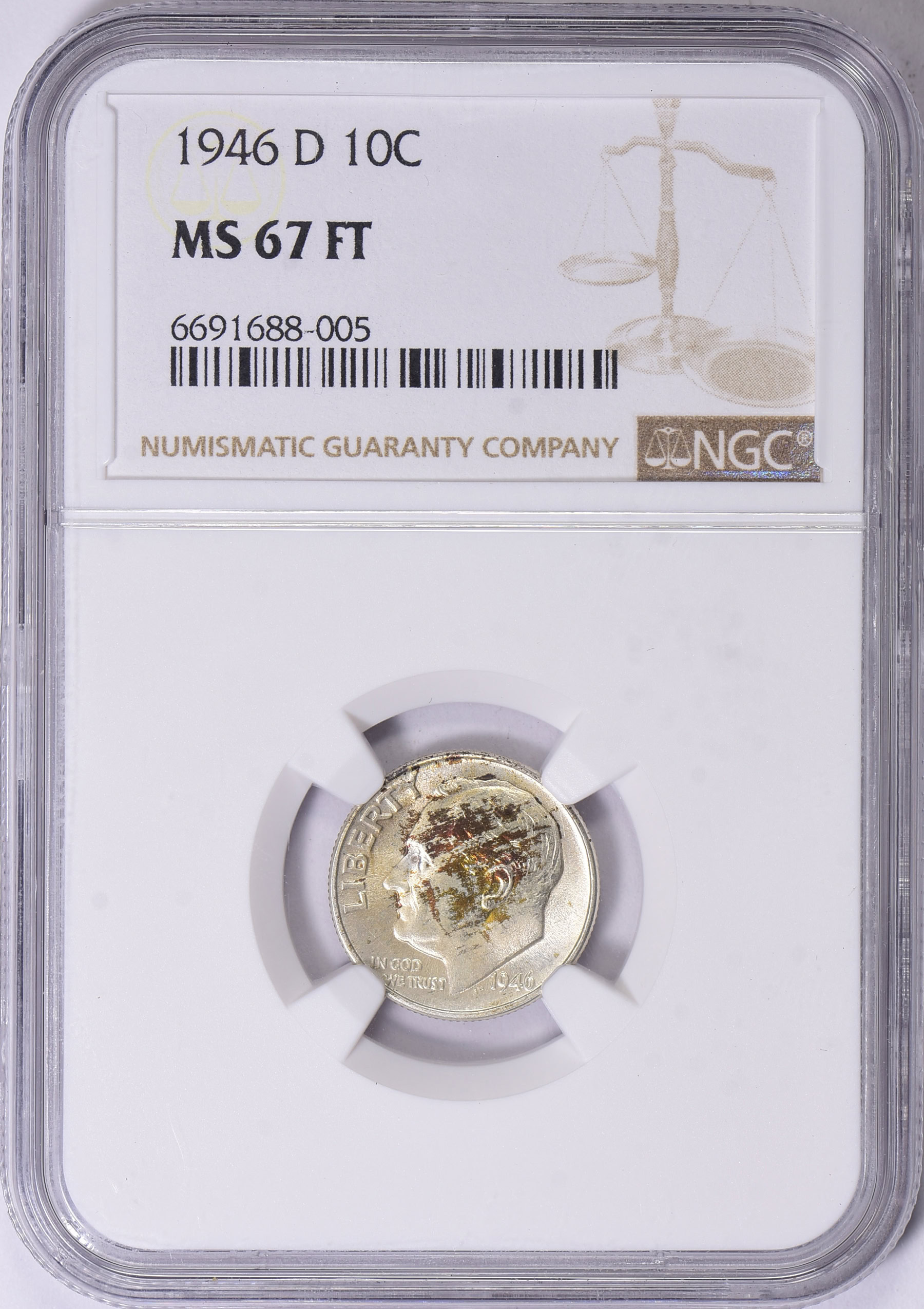 1946-D Roosevelt Dime NGC MS-67 FT (Toned) (Item 1762211 ...