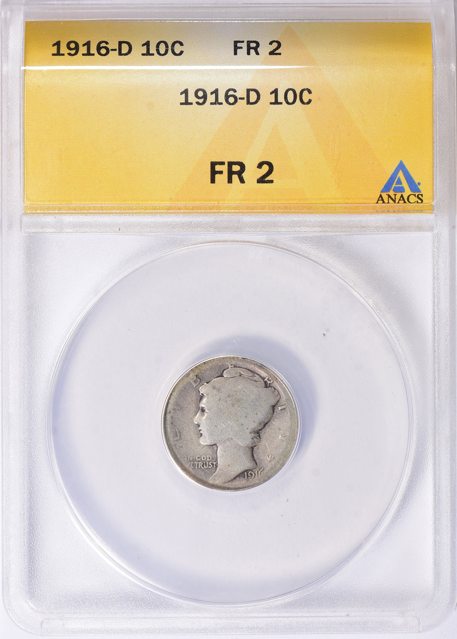 1916-D Mercury Dime ANACS FR-02 (Item 1762274) | GreatCollections Coin Auctions