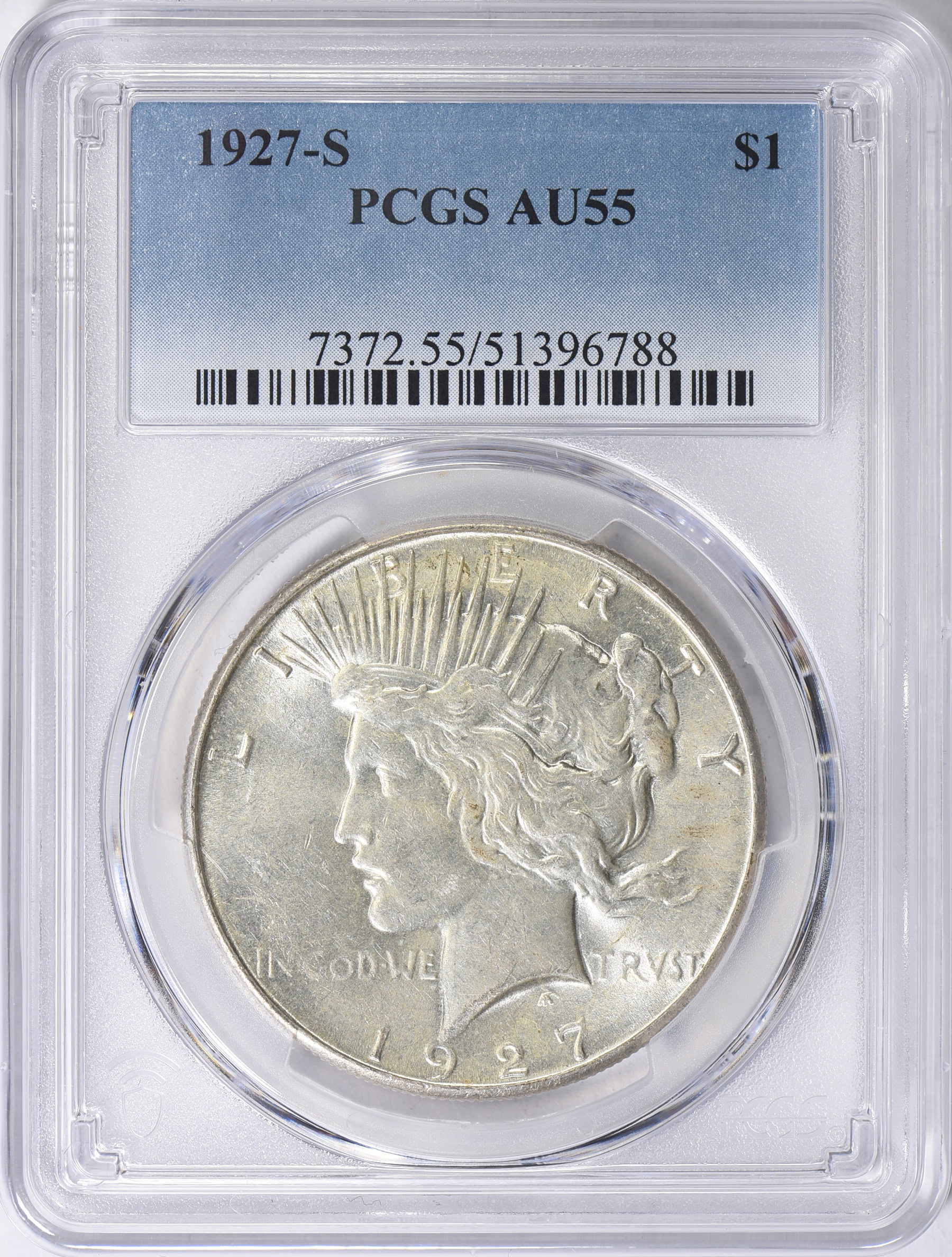 1927-S Peace Silver Dollar PCGS AU-55 (Item 1762301) | GreatCollections Coin Auctions