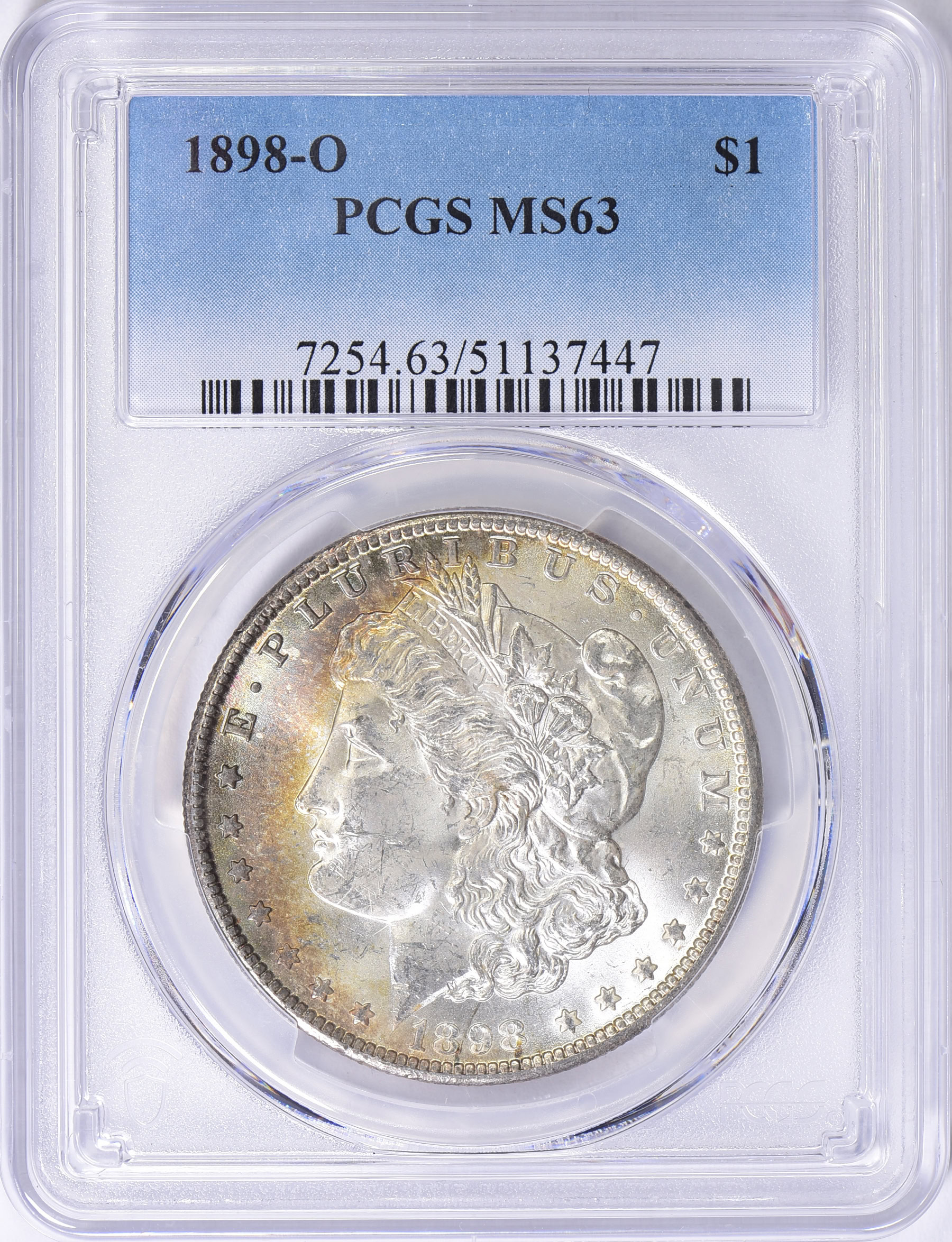 1898-O Morgan Silver Dollar PCGS MS-63 (Toned) (Item 1762329) | GreatCollections Coin Auctions