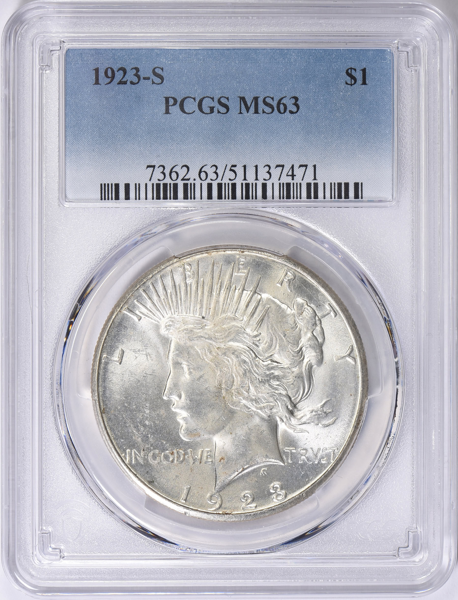 1923-S Peace Silver Dollar PCGS MS-63 (Item 1762361) | GreatCollections Coin Auctions