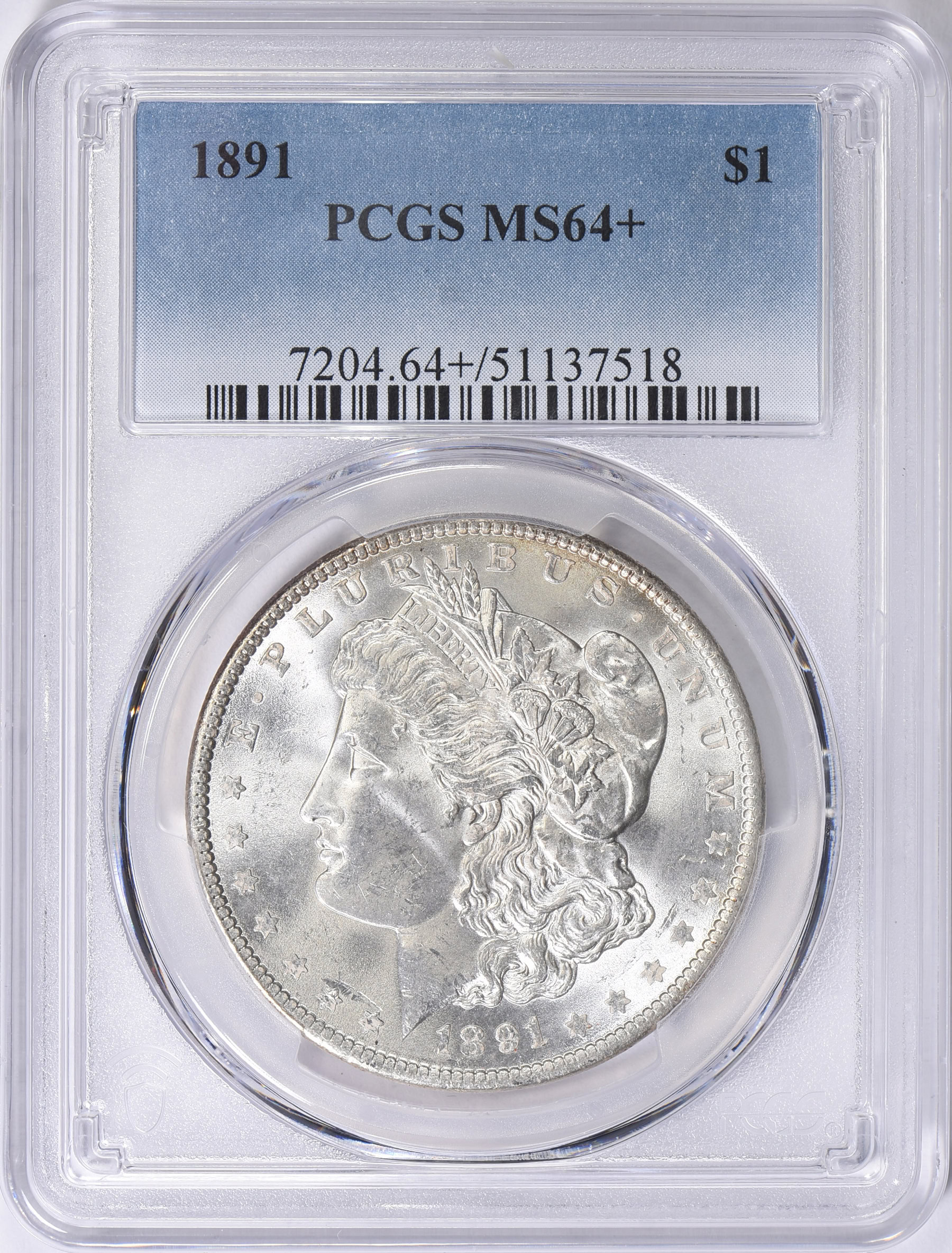 1891 Morgan Silver Dollar PCGS MS-64+ (Item 1762368) | GreatCollections Coin Auctions