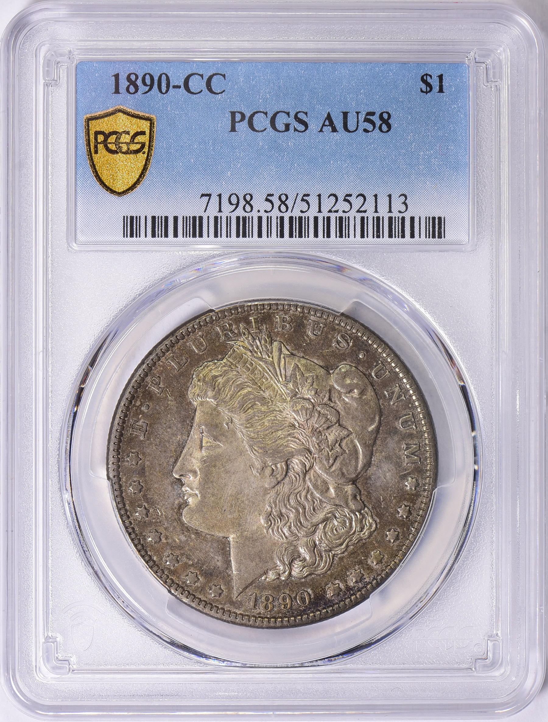 1890-CC Morgan Silver Dollar PCGS AU-58 (Toned) (Item 1762479) | GreatCollections Coin Auctions