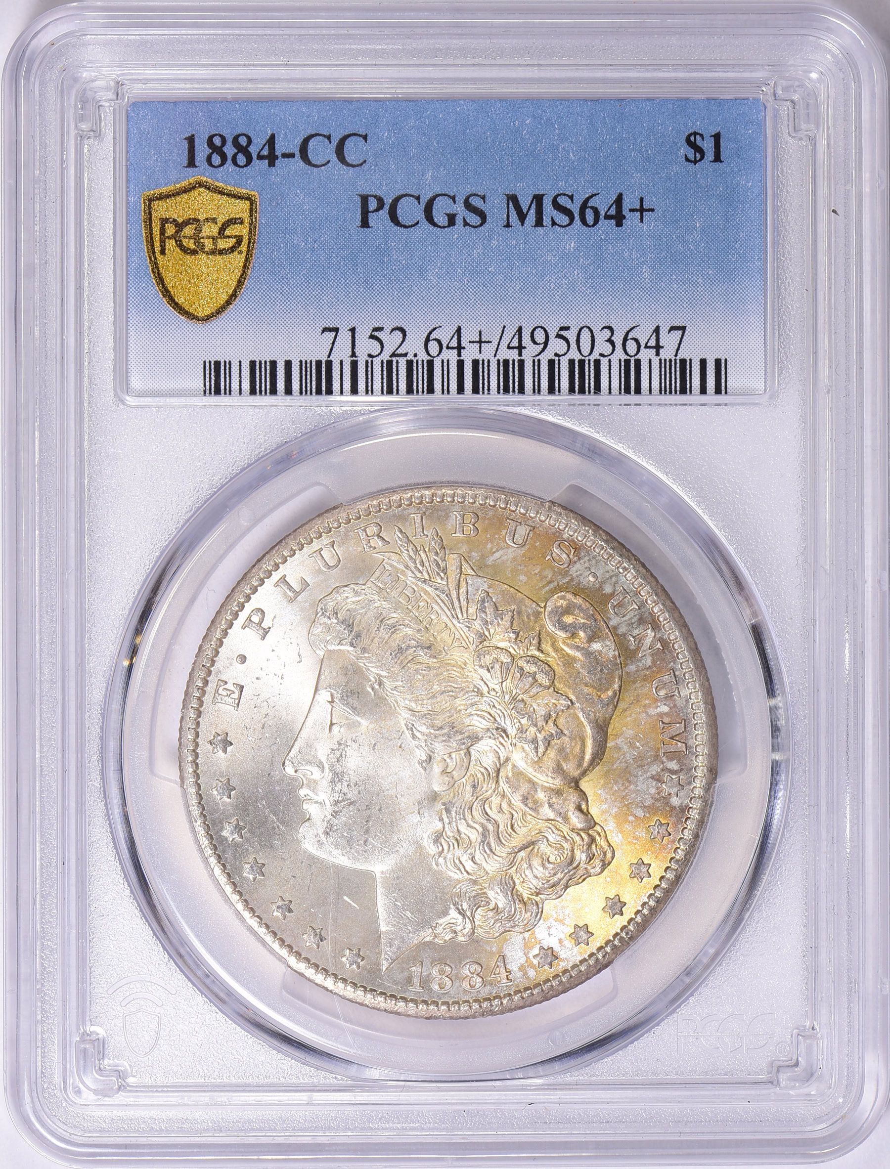 1884-CC Morgan Silver Dollar PCGS MS-64+ (Toned) (Item 1762492) | GreatCollections Coin Auctions