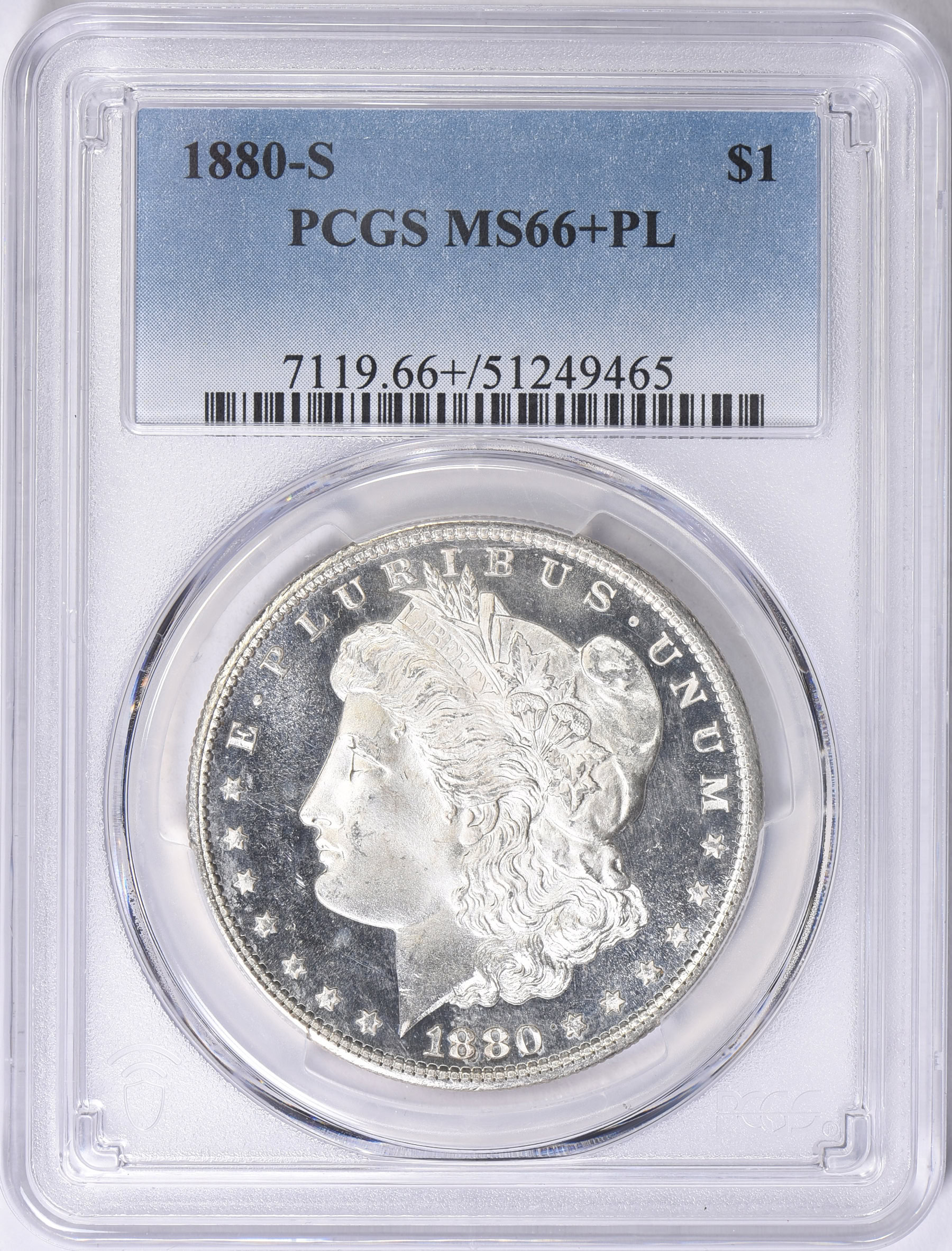 1880-S Morgan Silver Dollar PCGS MS-66+ PL (Item 1762494) | GreatCollections Coin Auctions