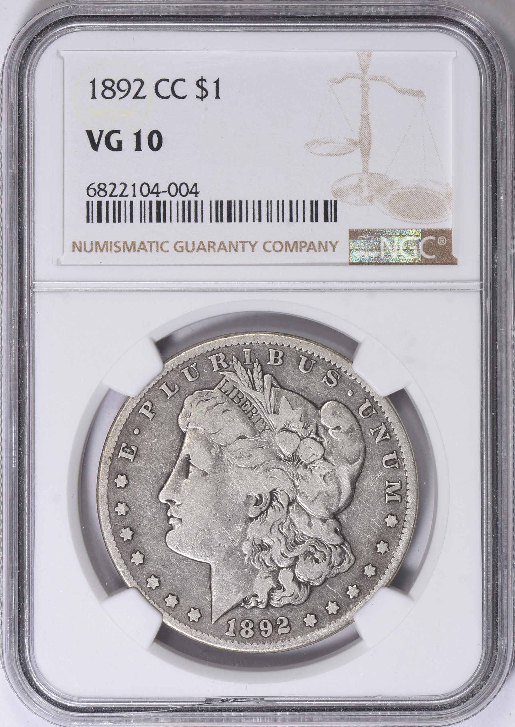 1892-CC Morgan Silver Dollar NGC VG-10 (Item 1762532) | GreatCollections Coin Auctions