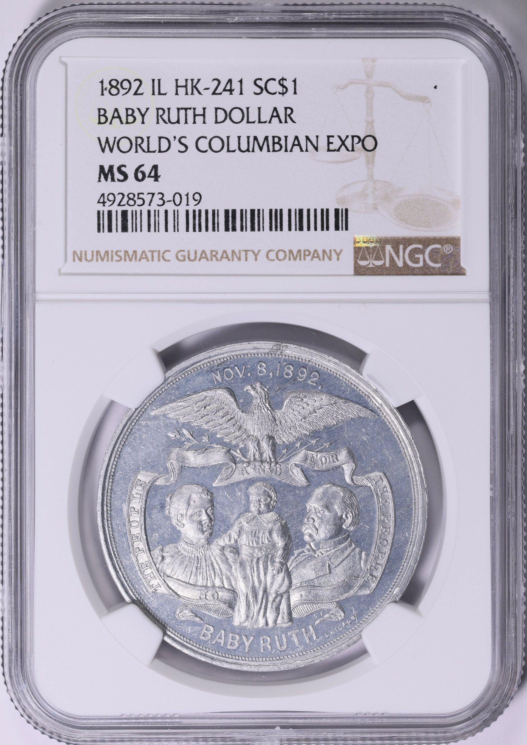 1892 World's Columbian Exposition Baby Ruth So-Called Dollar HK-241 NGC MS-64 (Item 1762540 ...