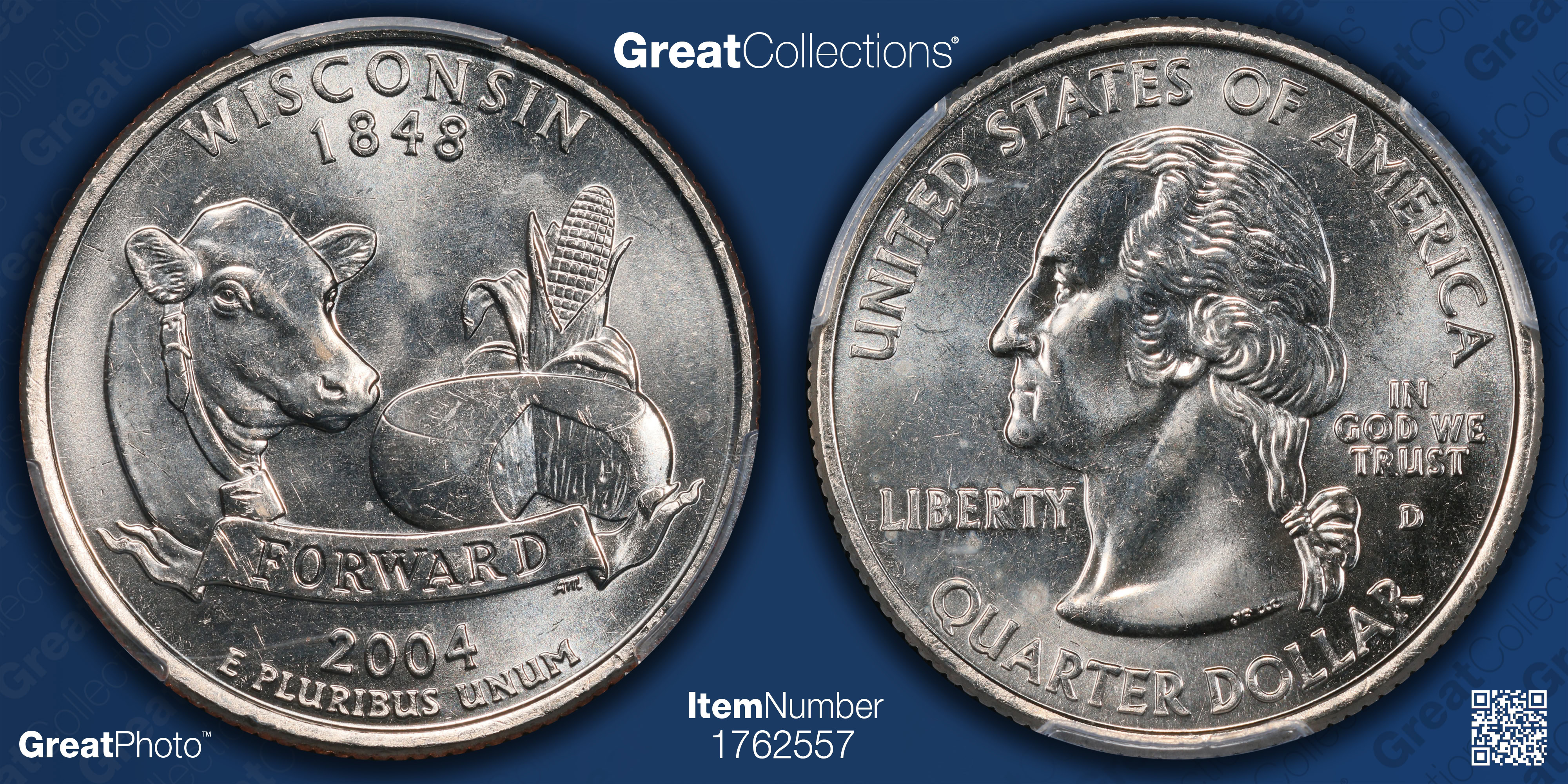 2004-D State Quarter Wisconsin Extra Leaf Low PCGS MS-66+ (Item 1762557 ...