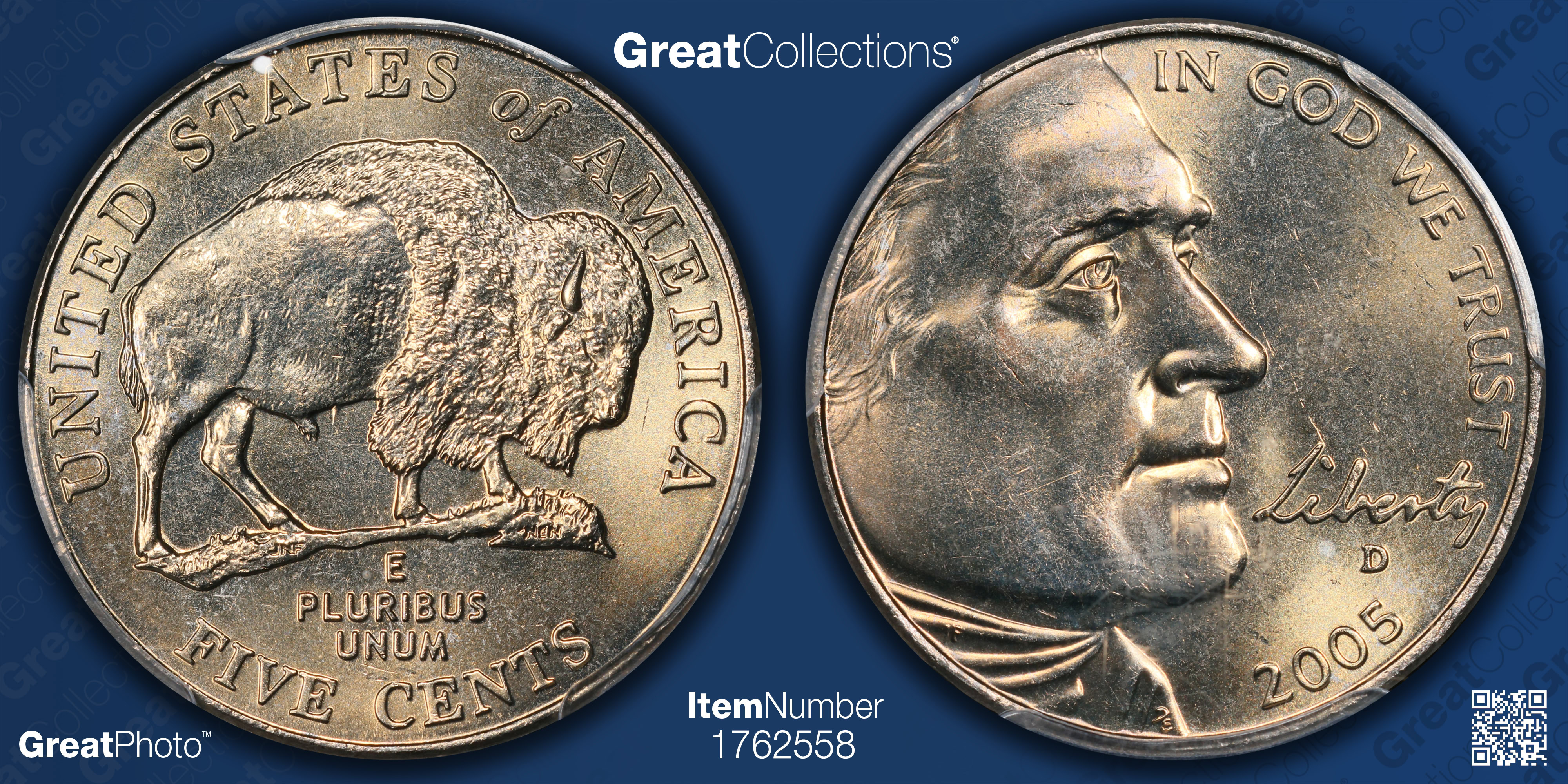 2005-D Jefferson Nickel Speared Bison PCGS MS-66 (Item 1762558 ...