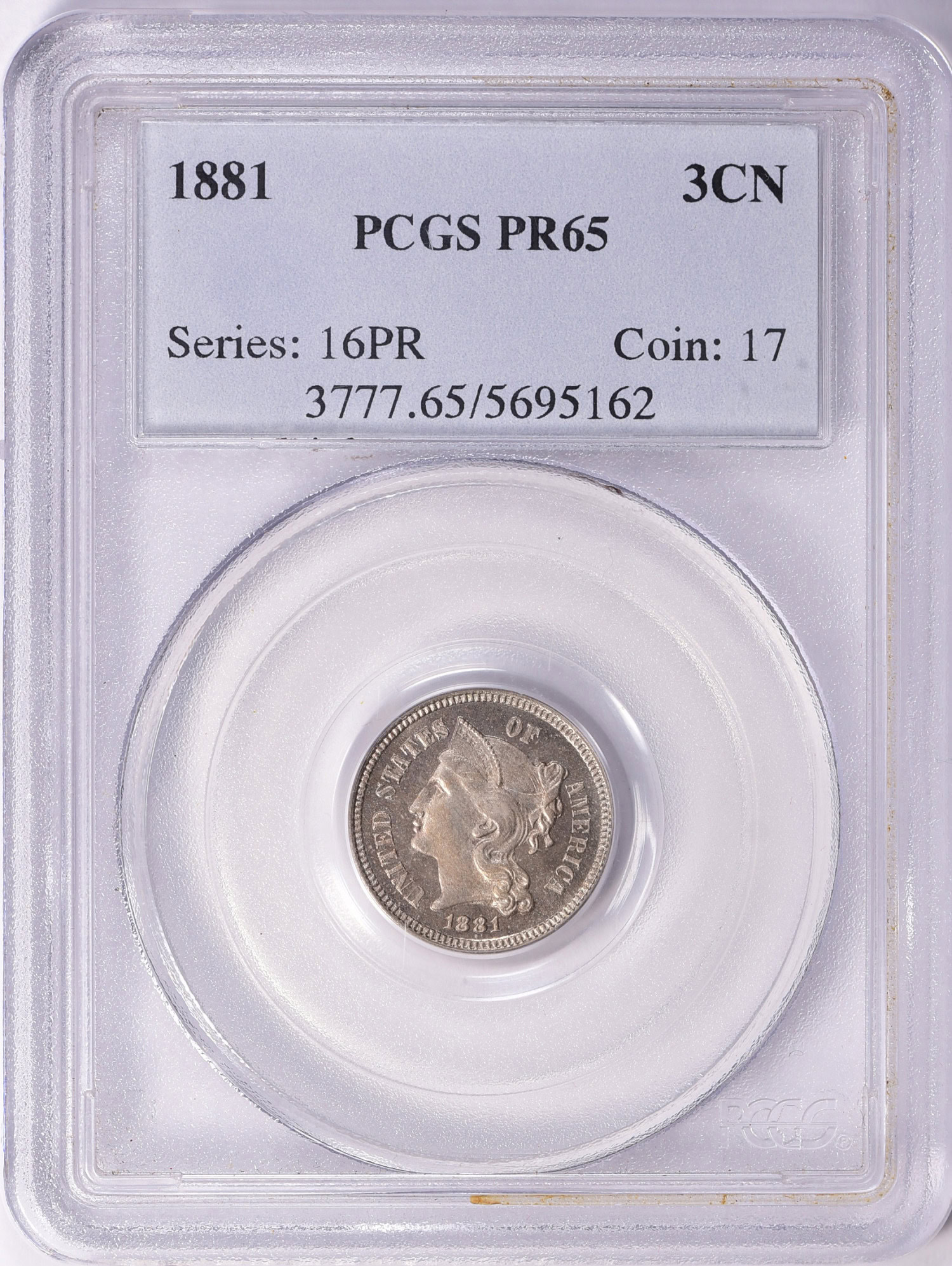 1881 Nickel Three-Cent Piece PCGS Proof-65 (Item 1762625) | GreatCollections Coin Auctions