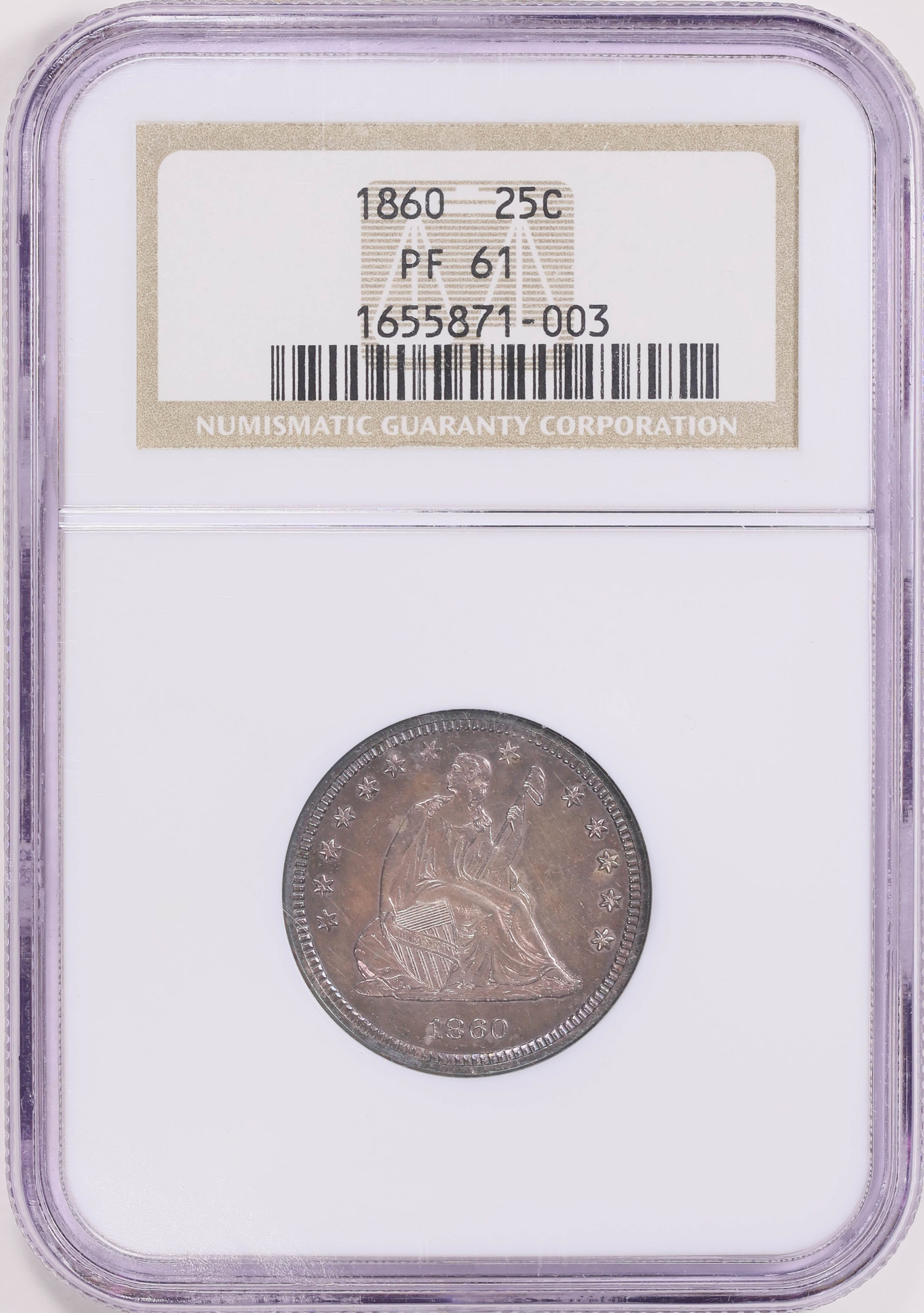 1860 Seated Liberty Quarter NGC Proof-61 (Toned) (Item 1762630 ...