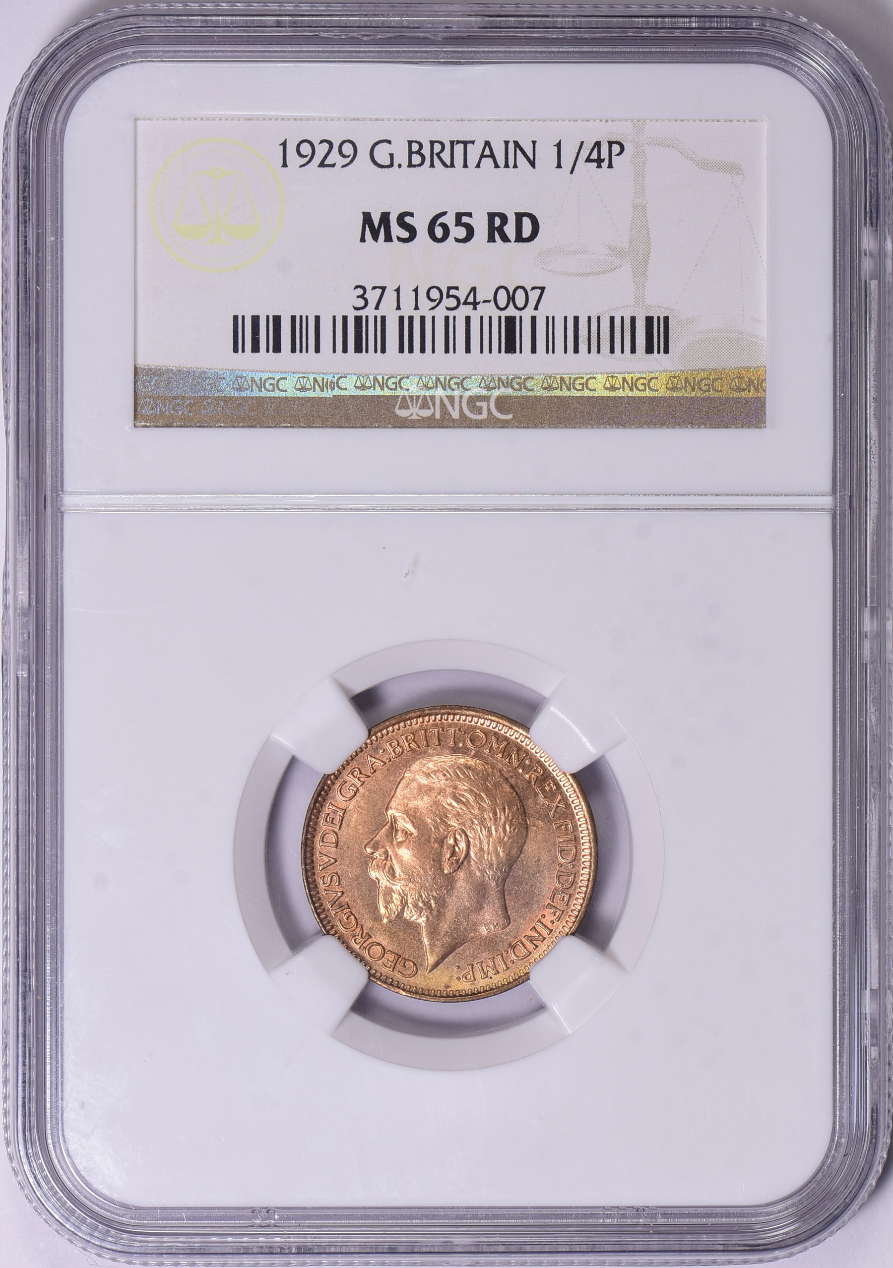 Great Britain 1929 Farthing KM-825 NGC MS-65 RD (Item 1762648 ...