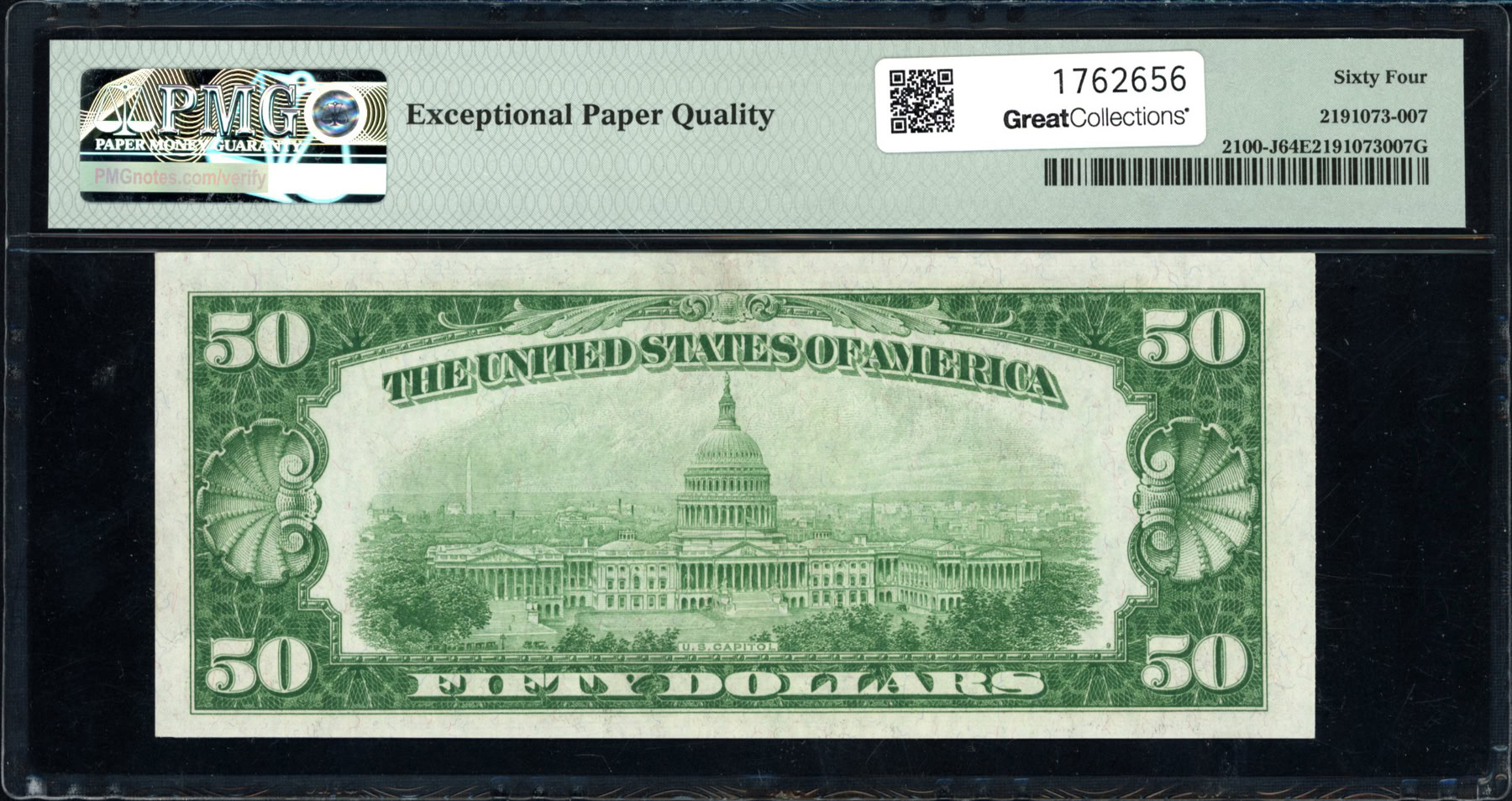 Fr. 2100-J (JA Block) 1928 $50 Kansas City Federal Reserve Note Woods ...