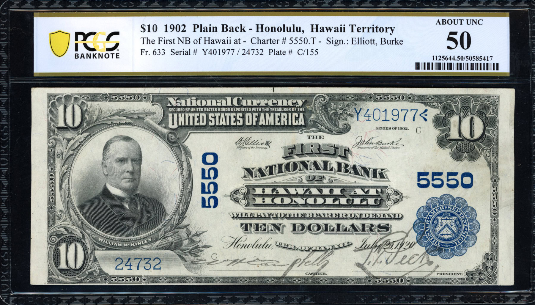 Fr. 633 Honolulu, Territory of Hawaii 1902 The First National Bank of ...