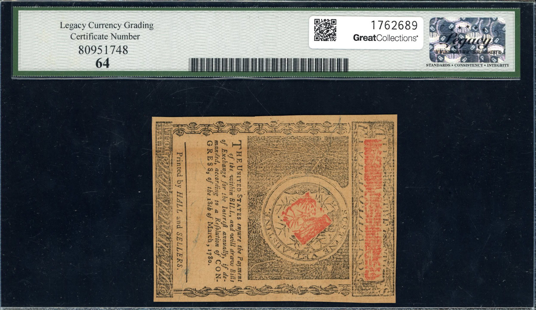 Fr. RI-286 Jul. 2, 1780 $5 Rhode Island Colonial Note Legacy Very ...