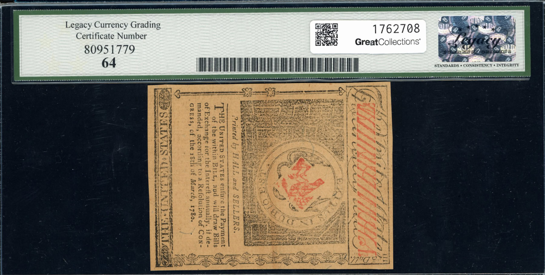 Fr. RI-284 Jul. 2, 1780 $3 Rhode Island Colonial Note Legacy Very ...