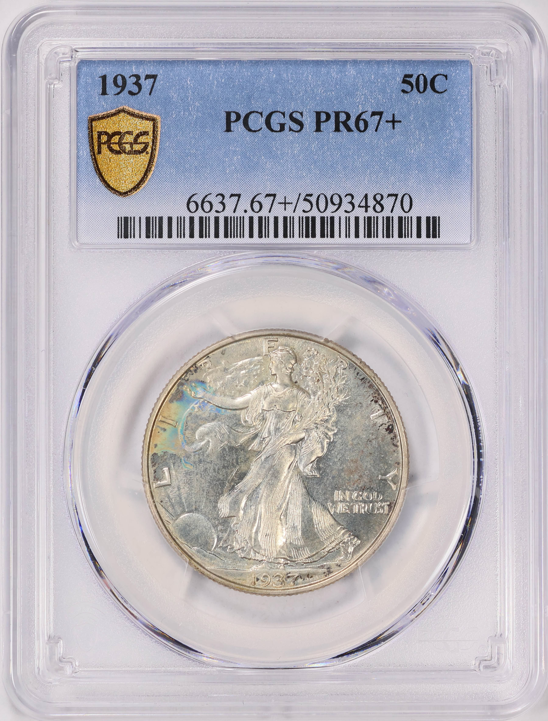 1937 Walking Liberty Half Dollar PCGS Proof-67+ (Item 1762741) | GreatCollections Coin Auctions