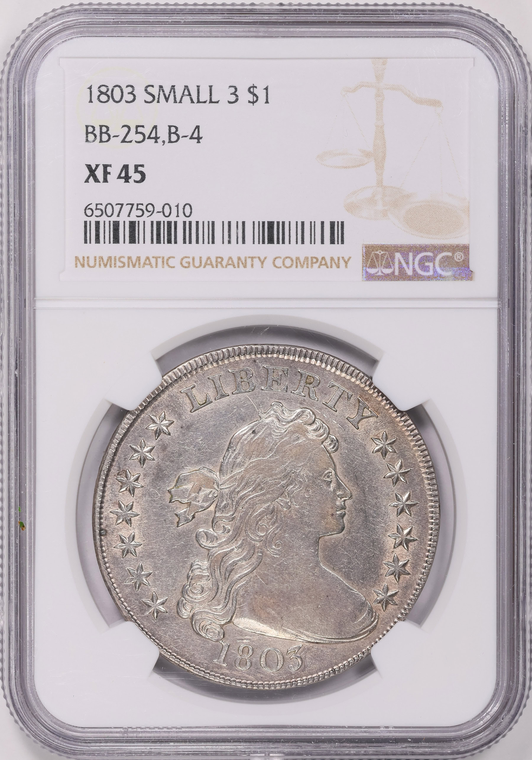 1803 Draped Bust Silver Dollar B-4 BB-254 Small 3 NGC XF-45 (Item ...
