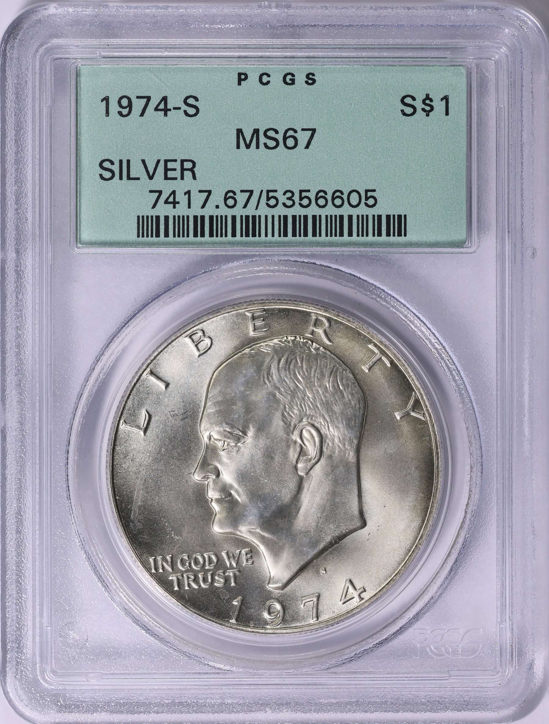 1974-S Eisenhower Dollar Silver PCGS MS-67 OGH (Item 1762810) | GreatCollections Coin Auctions