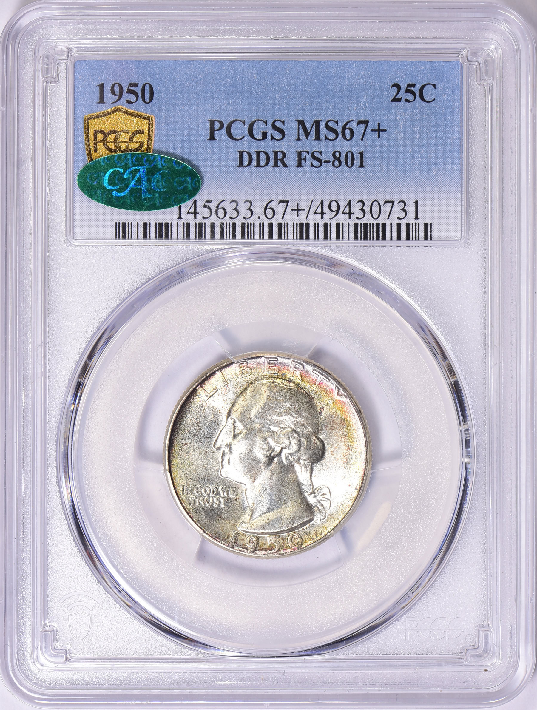 1950 Washington Quarter Doubled Die Reverse FS-801 PCGS MS-67+ (CAC ...