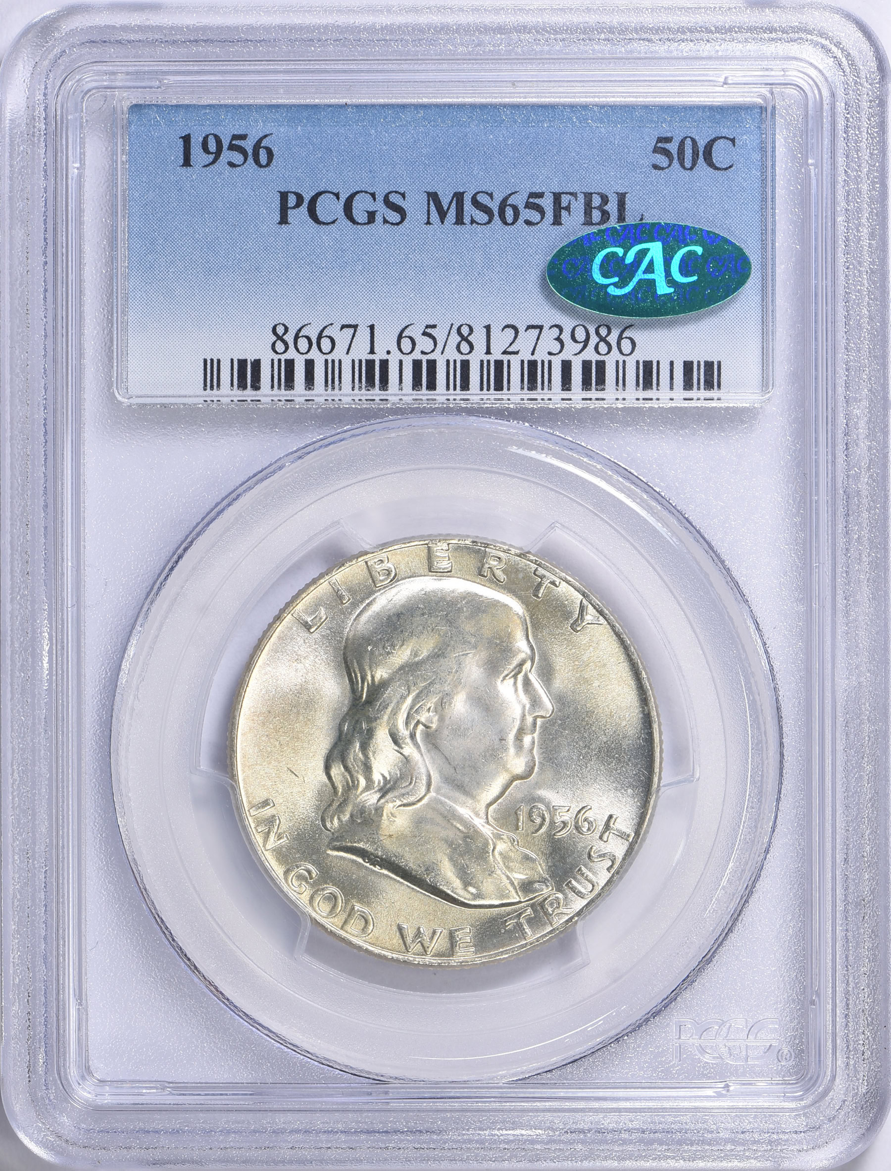 1956 Franklin Half Dollar PCGS MS-65 FBL (CAC Green) (Item 1763258 ...