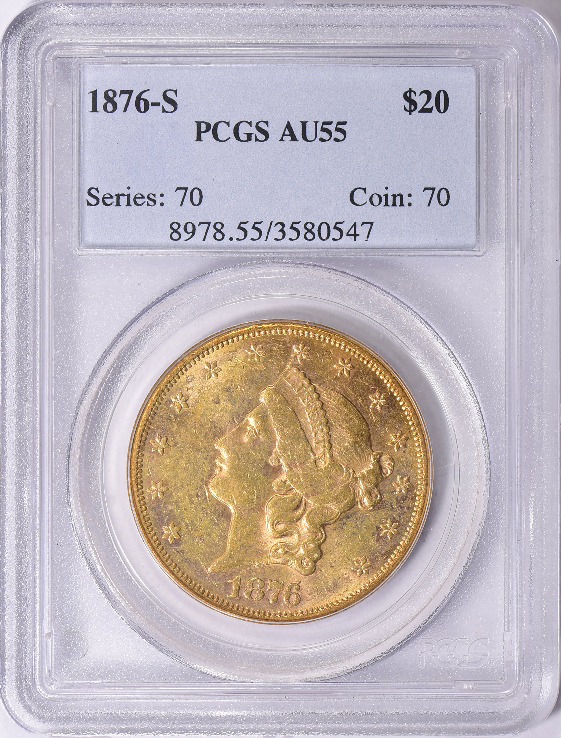 1876-S Liberty Gold Double Eagle PCGS AU-55 (Item 1763431) | GreatCollections Coin Auctions