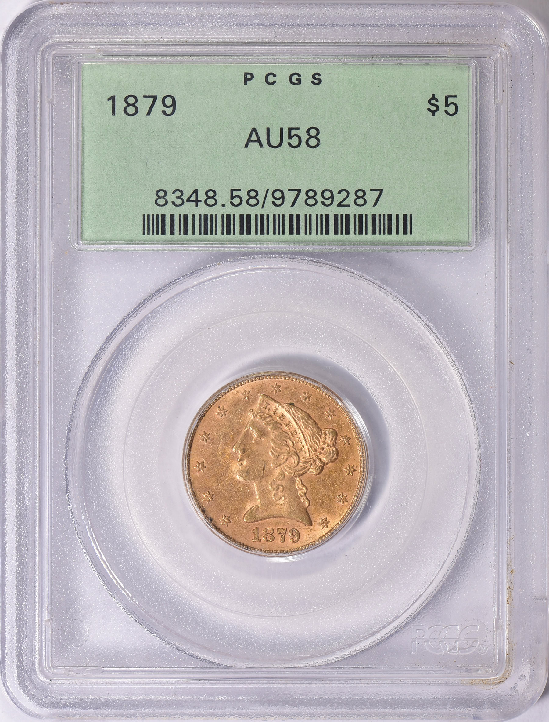 1879 Liberty Gold Half Eagle PCGS AU-58 OGH (Item 1763449) | GreatCollections Coin Auctions